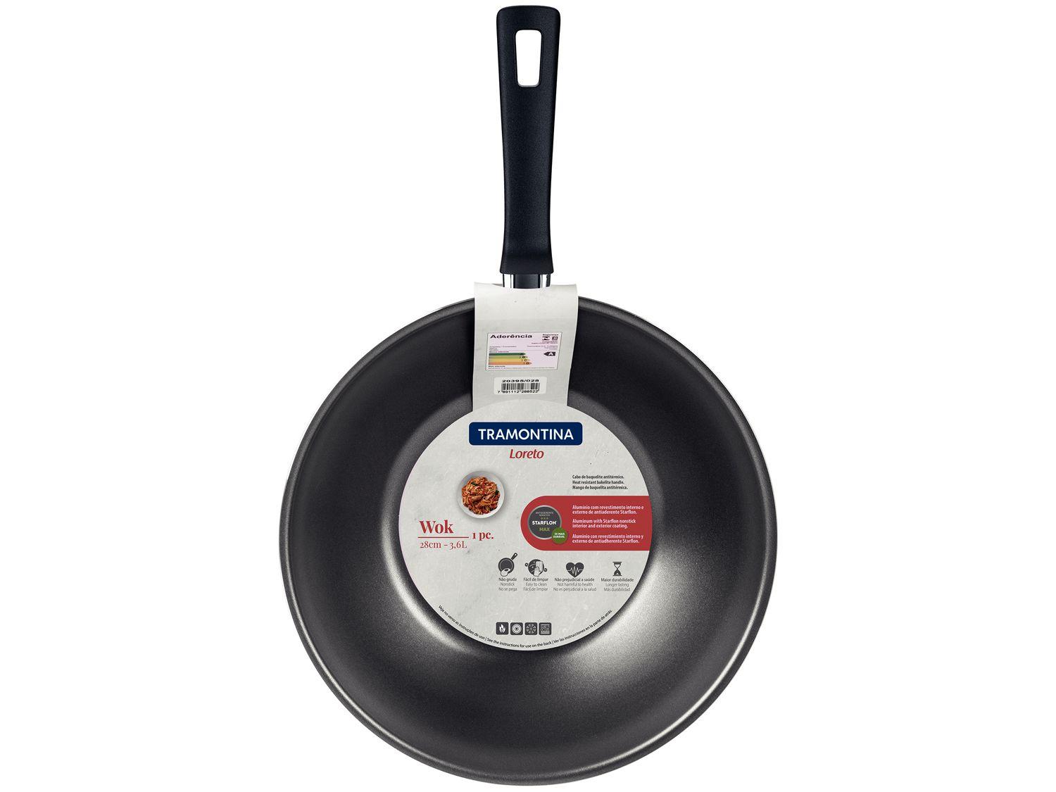 Frigideira Antiaderente Tramontina Wok de Alumínio Funda Starflon Max Loreto Grafite 28cm