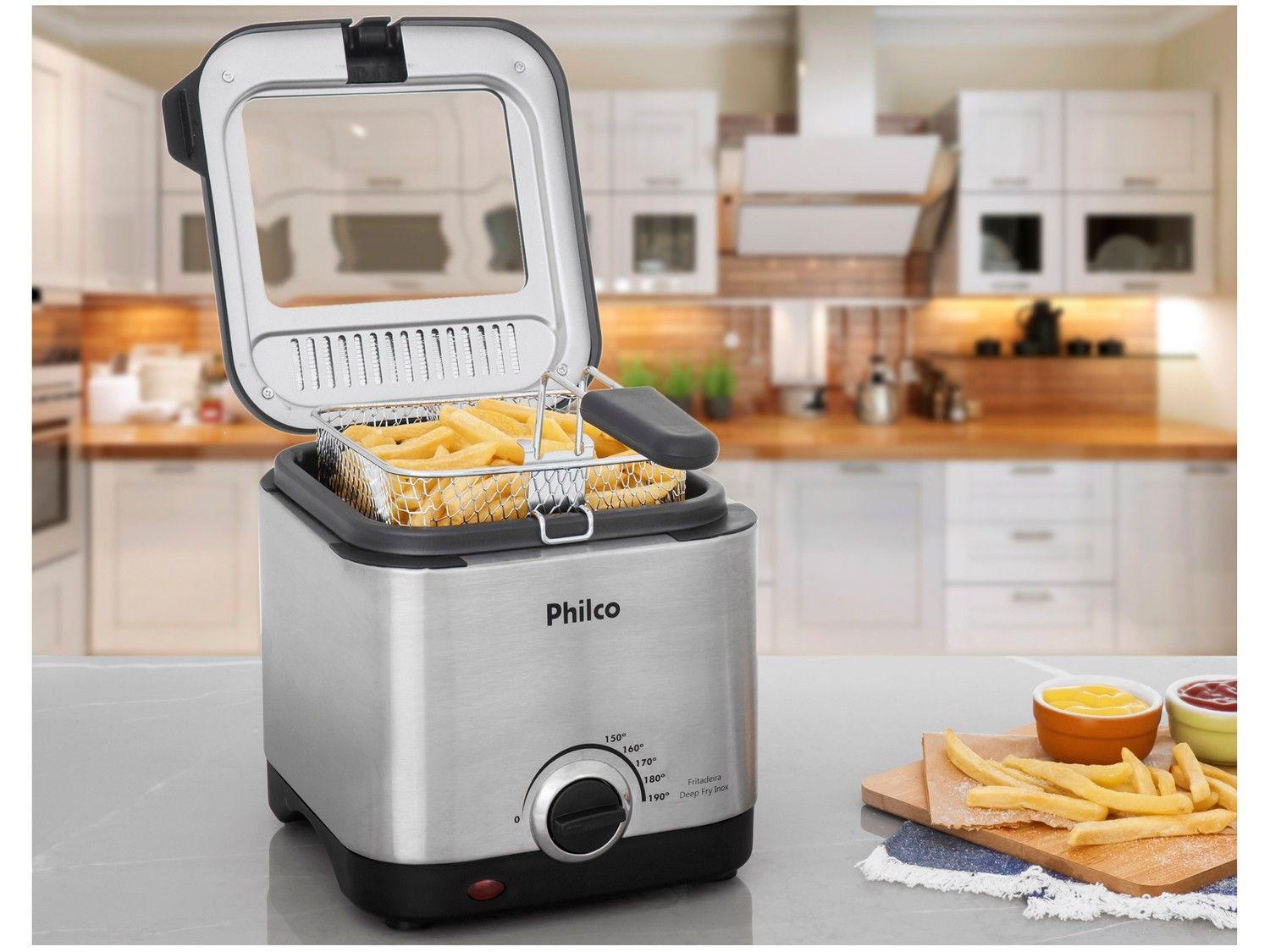 Fritadeira Elétrica com Óleo Philco Deep Fry Inox Preta 1,8L
