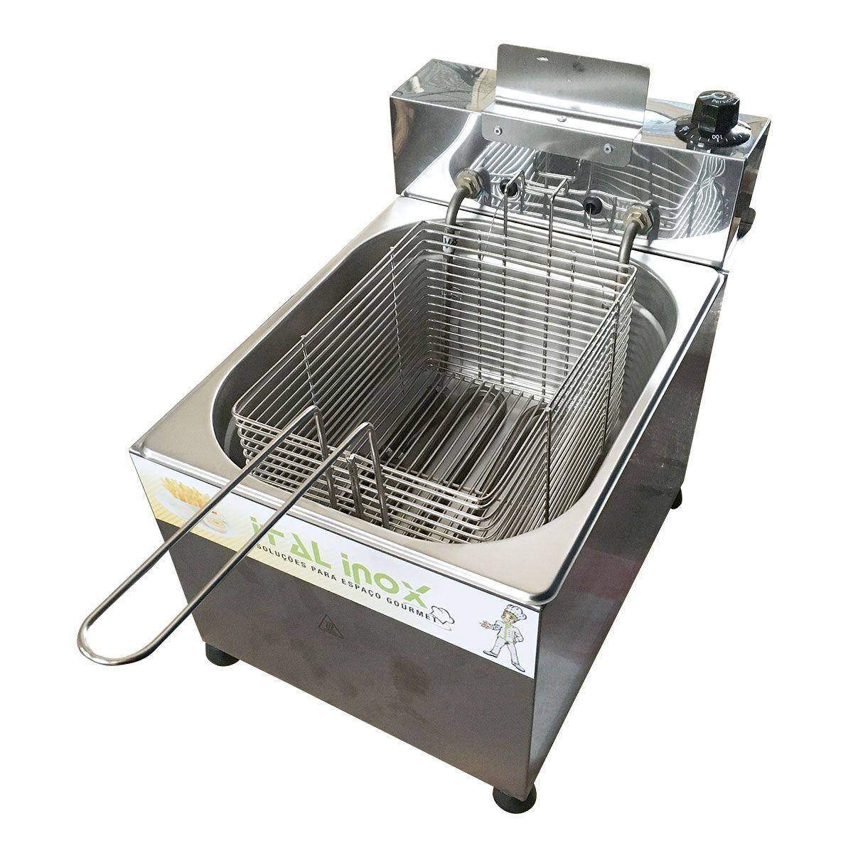 Fritadeira Elétrica Industrial 1 Cuba 7 Litros Óleo 1 Resistência Aço ...