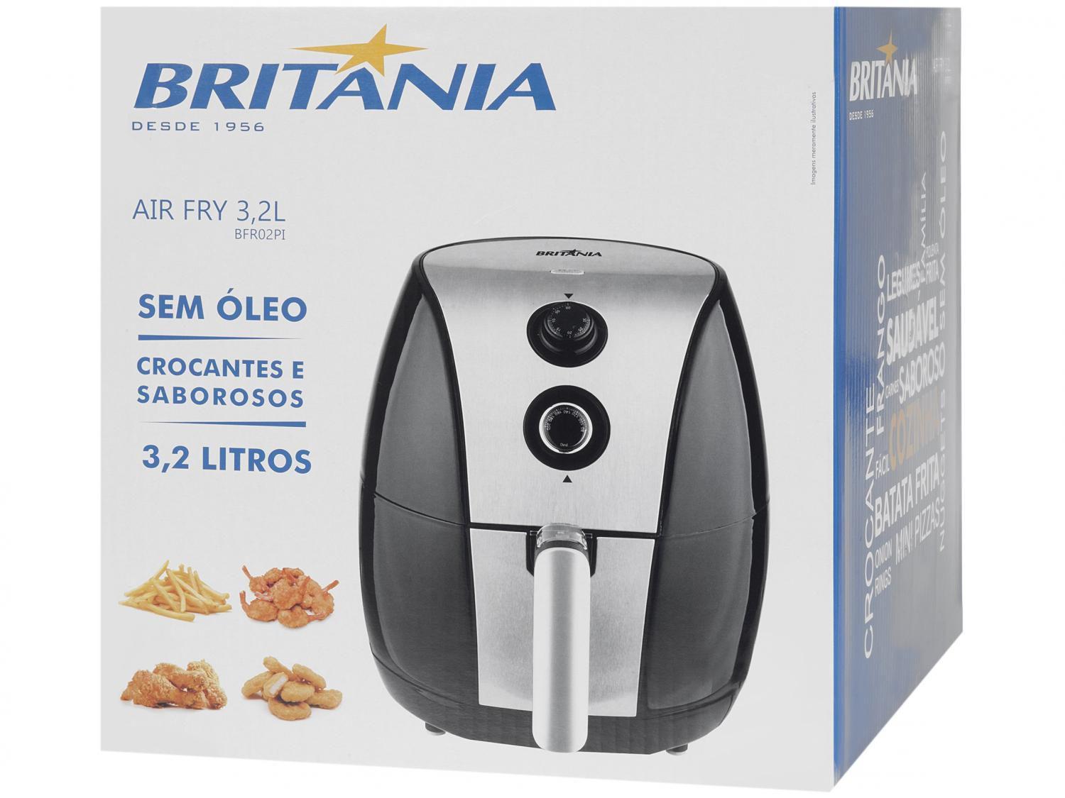 Fritadeira Elétrica Sem Óleo/Air Fryer Britânia - Air Fry BFR02PI Preta ...