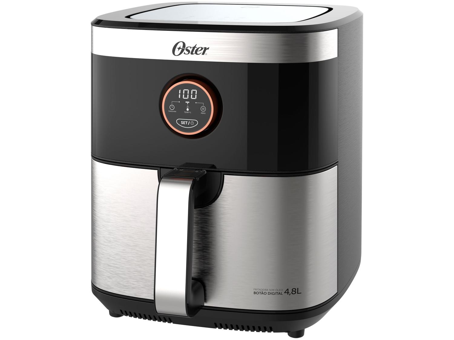 Fritadeira Elétrica sem Óleo/Air Fryer Oster Black Inox com Timer