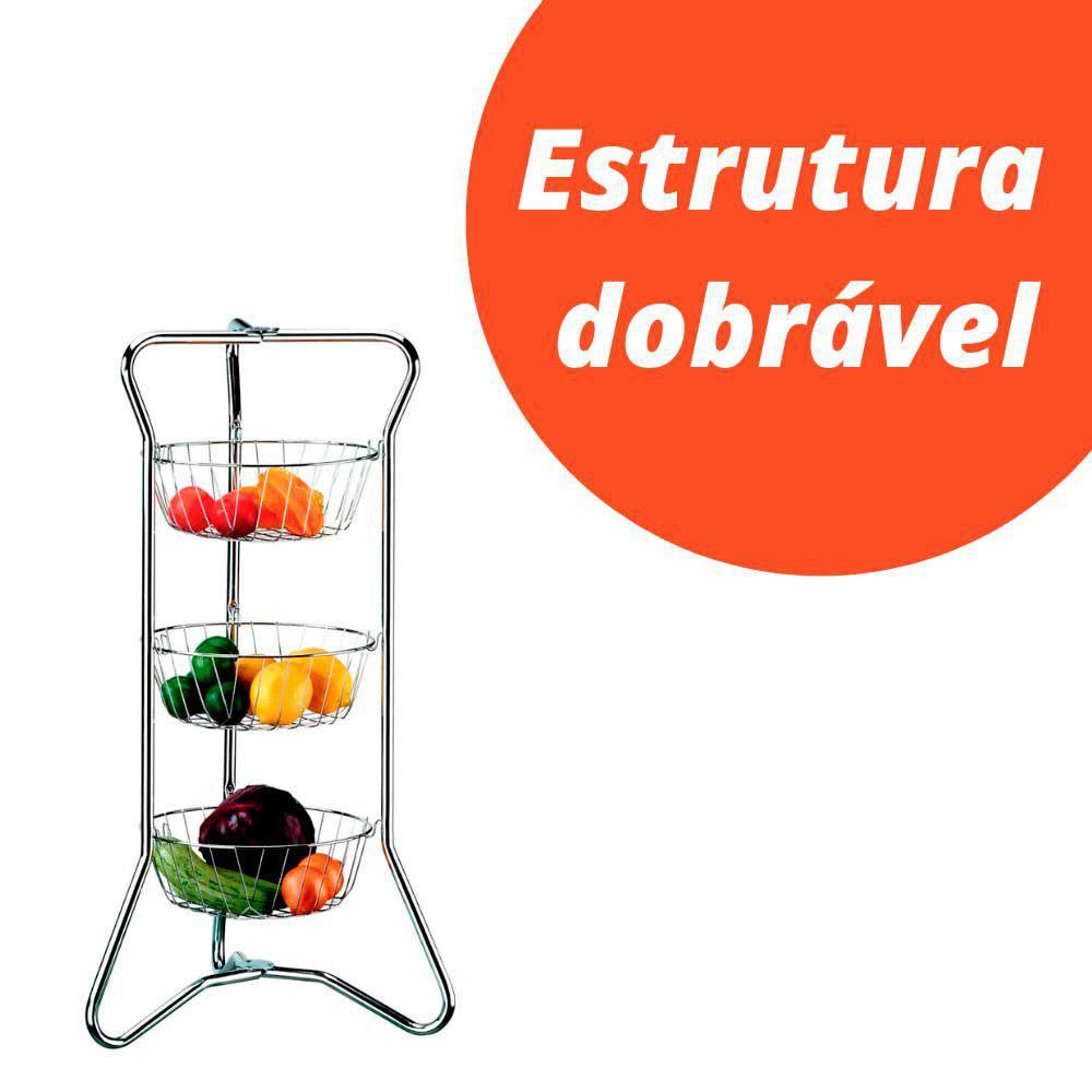 Fruteira de Inox Dobrável com 3 Cestos Removíveis Frutta e Verdure ...
