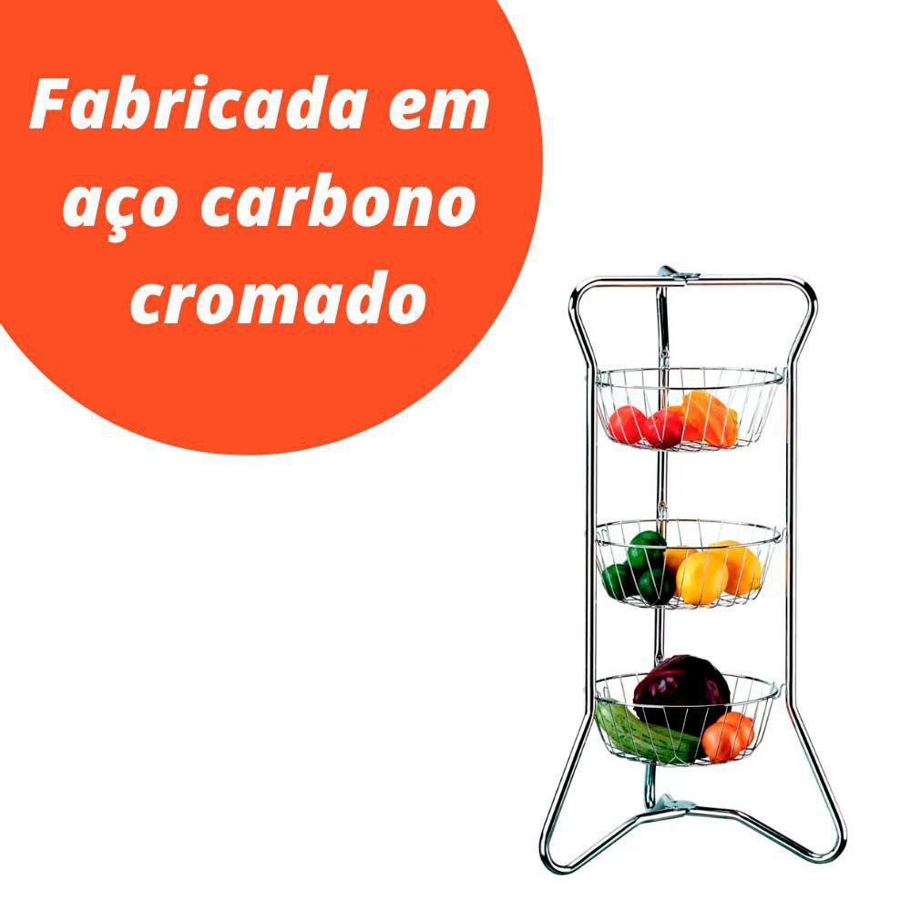 Fruteira de Inox Dobrável com 3 Cestos Removíveis Frutta e Verdure ...