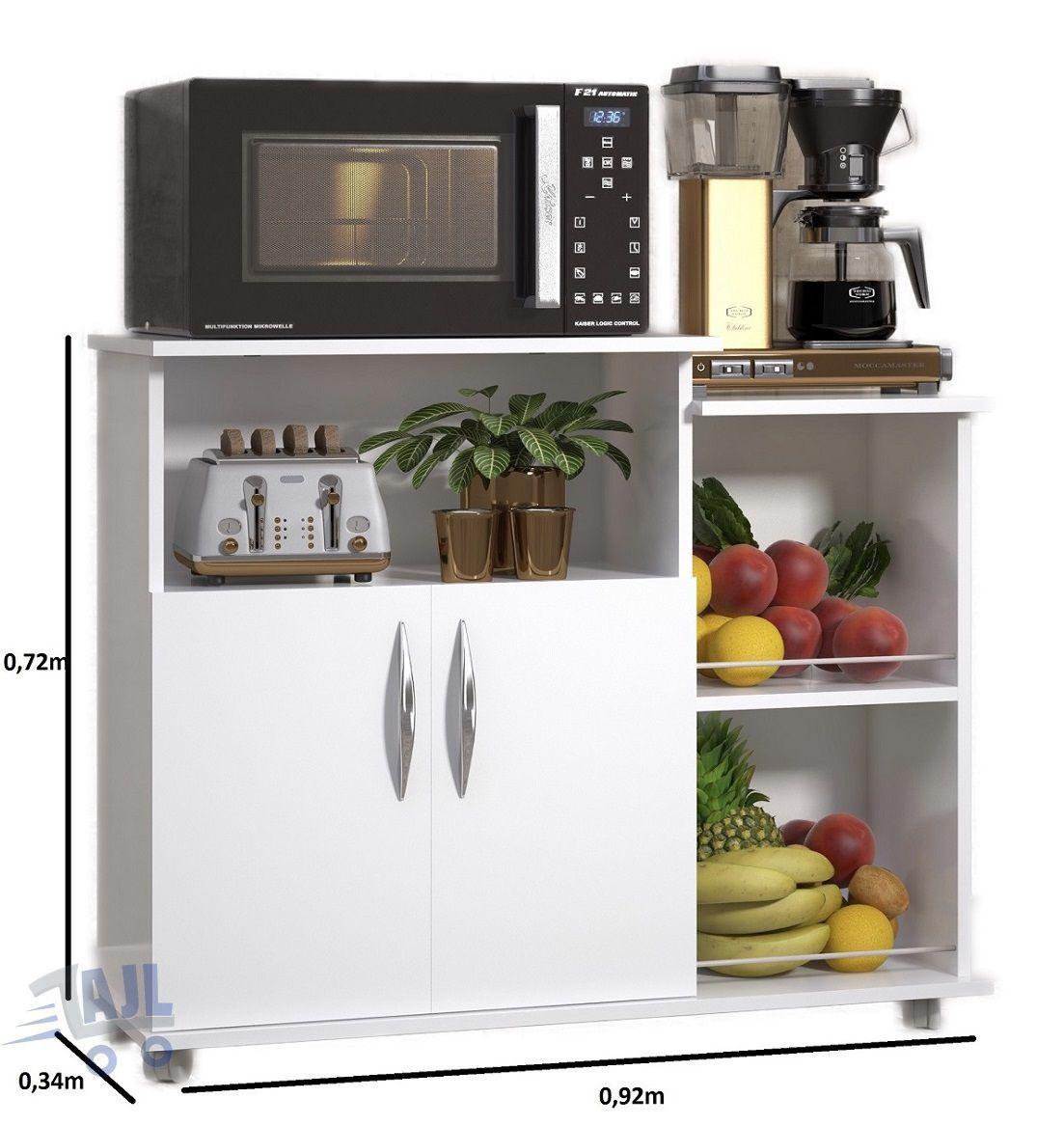 Fruteira Móvel Multiuso c/ Rodinhas Base Cafeteira Cozinha - AJL ...