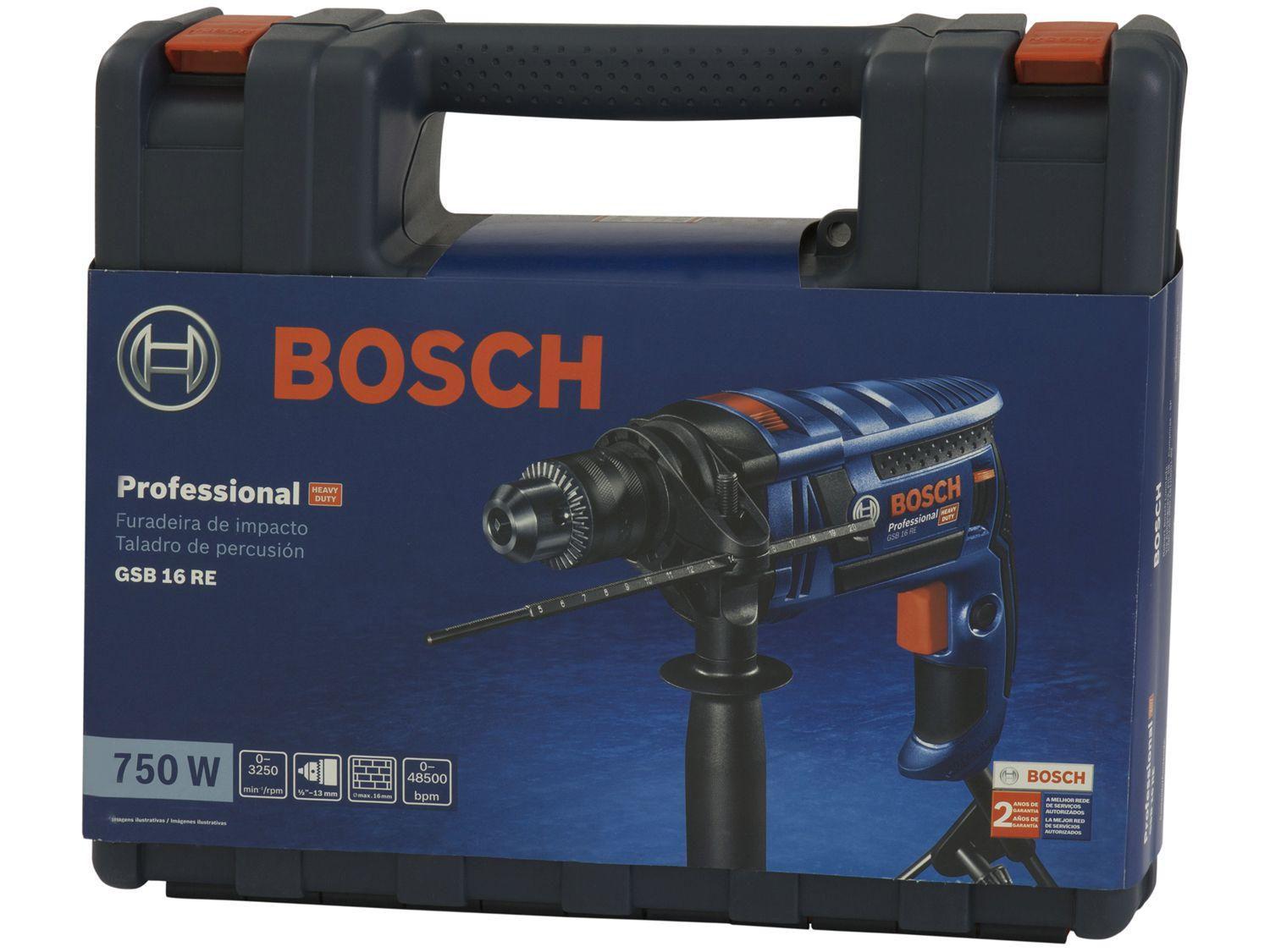 Furadeira de Impacto Bosch 750W Velocidade - Variável 1/2” com Maleta ...
