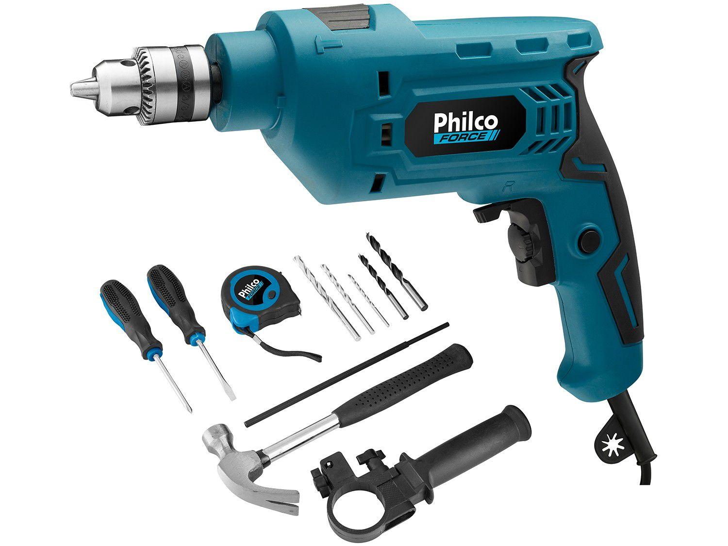 Furadeira de Impacto Philco Force 650W 5 Velocidades 3/8” com Maleta 11 ...