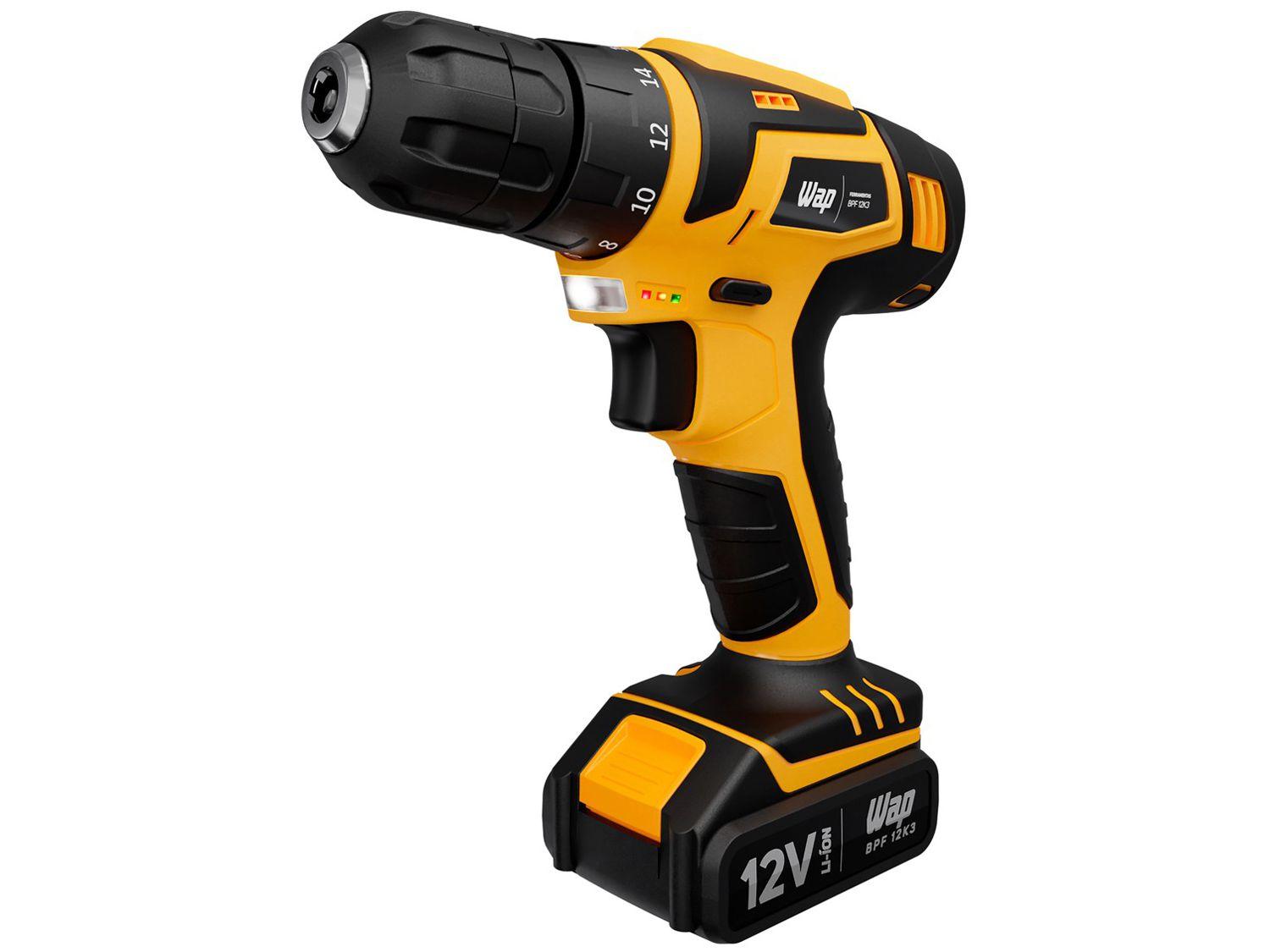 Furadeira e Parafusadeira Wap a Bateria 12V com Maleta 13 Peças BPF 12K3
