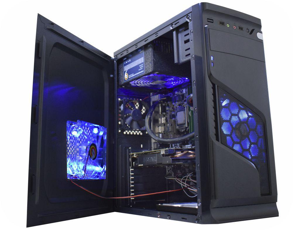 Gabinete Gamer Mid Tower Fans Led Frontal Azul Solid Snake CG-02R6 K ...