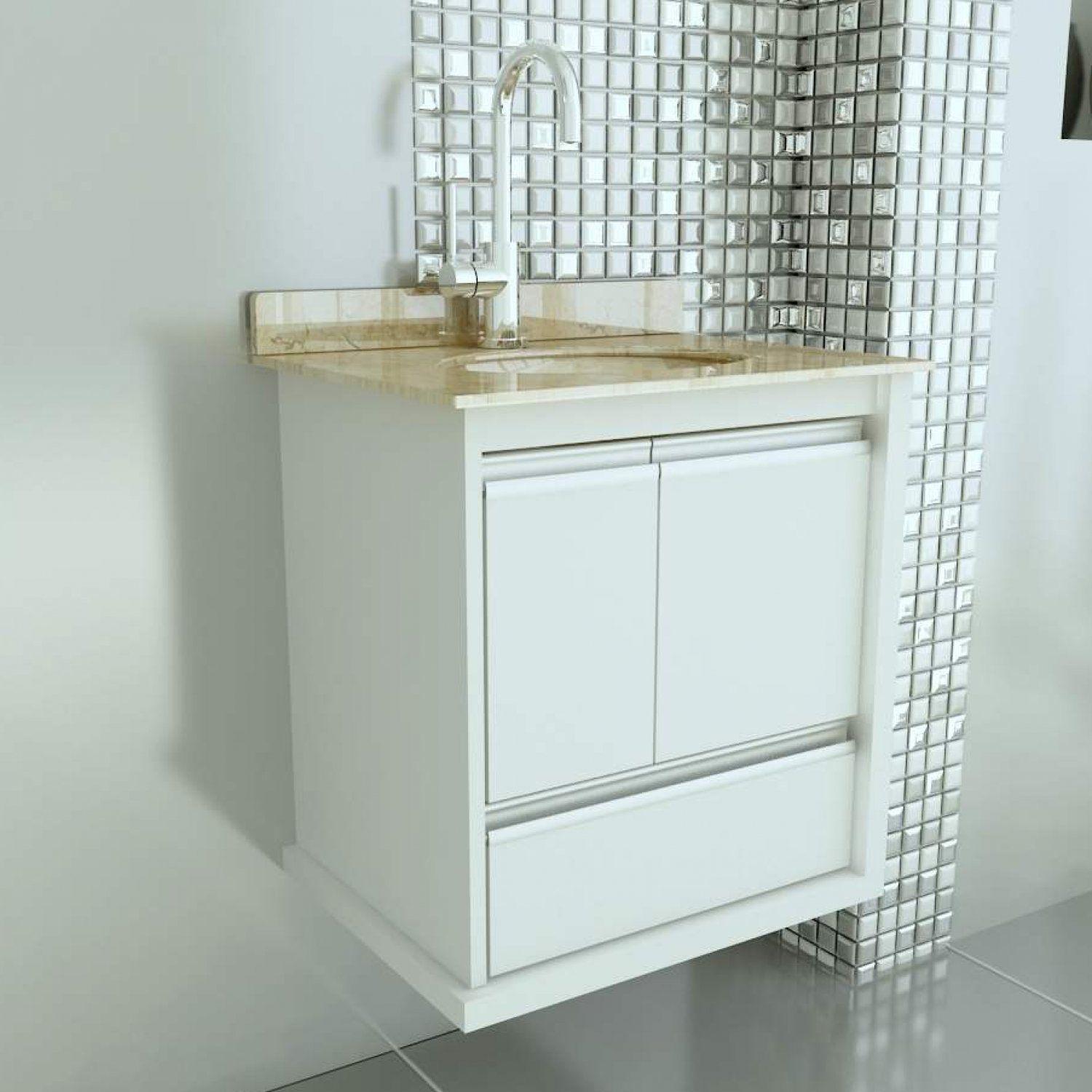 Gabinete para Banheiro Suspenso 2 Gavetas com Cuba Marmoglass Tomdo ...