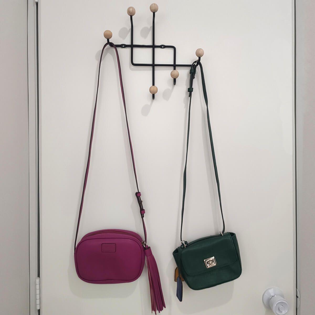 Gancho para Parede Preto Cabideiro Aço e Madeira Micro Steel Wood MS ...