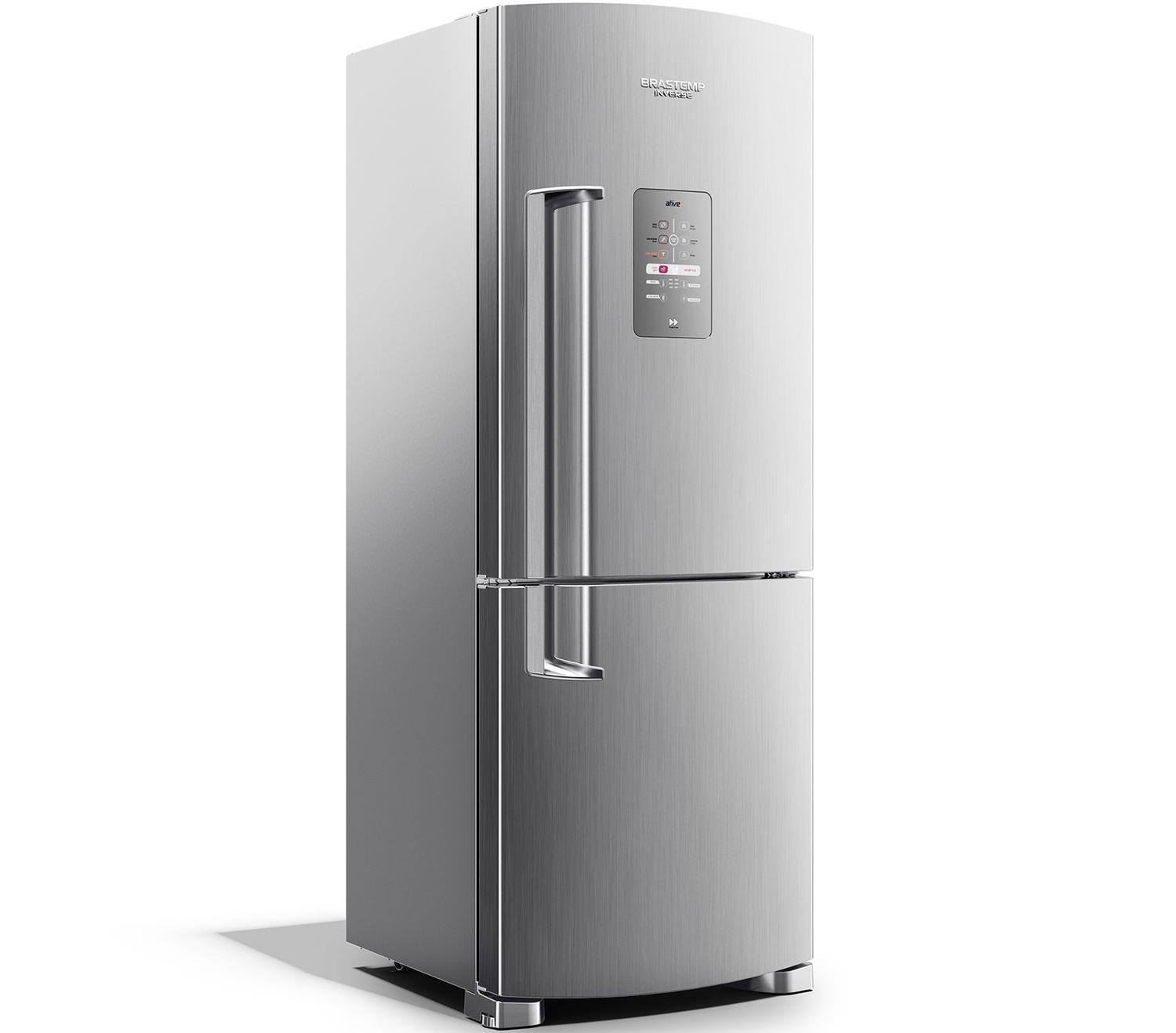 Geladeira Brastemp Frost Free Inverse 422 litros cor Inox com Smart Ice ...