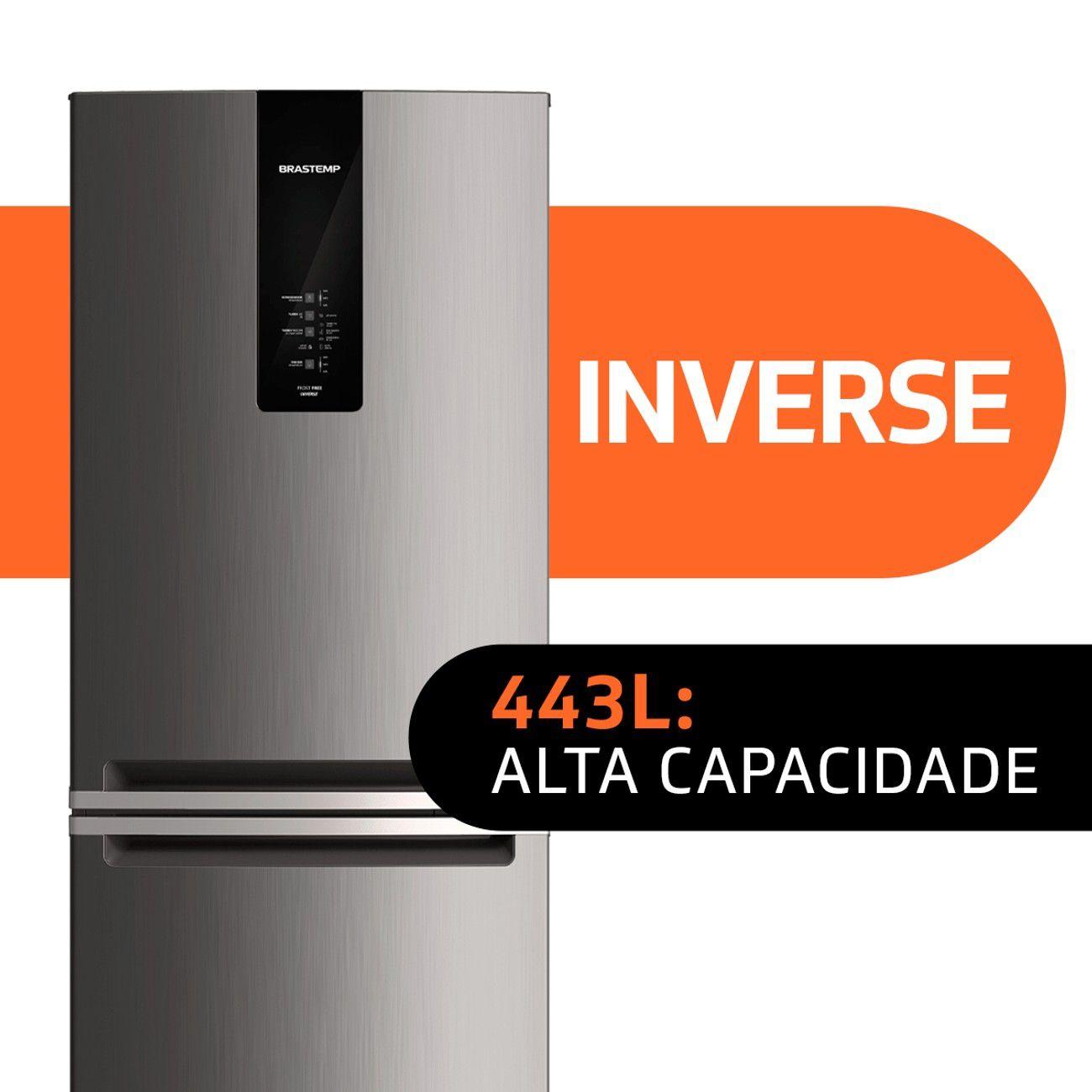 Geladeira/Refrigerador Brastemp Frost Free Inverse Prata 443L com Turbo ...