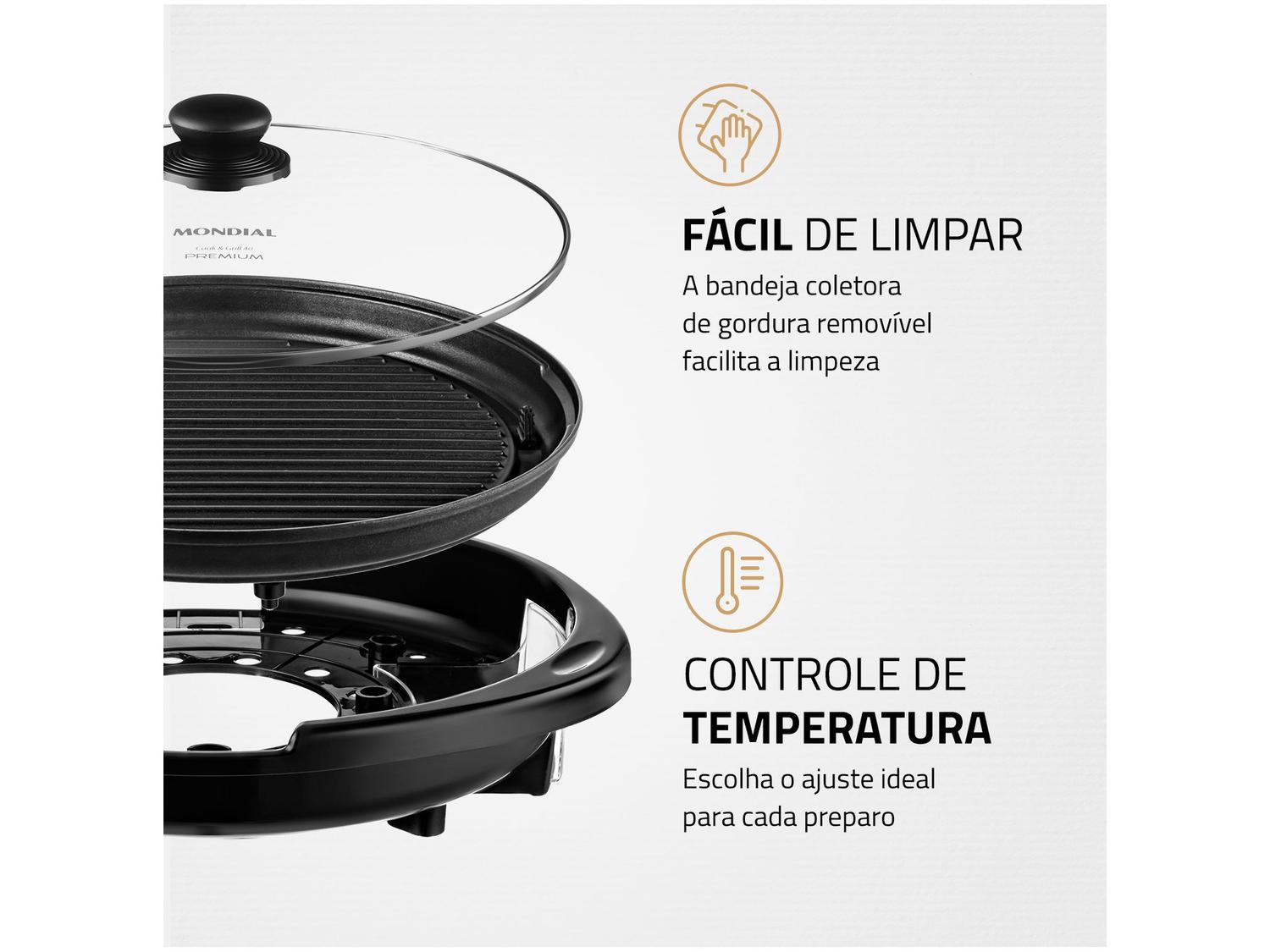 Grill Mondial Premium G 03 2 em 1 Redondo 1200W