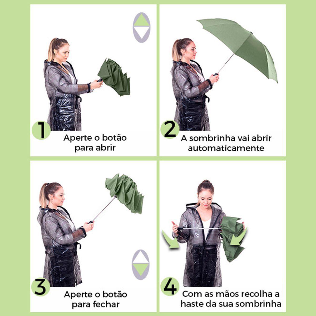 Guarda Chuva Automático Invertido Sombrinha De Bolsa Fazzoletti Verde ...