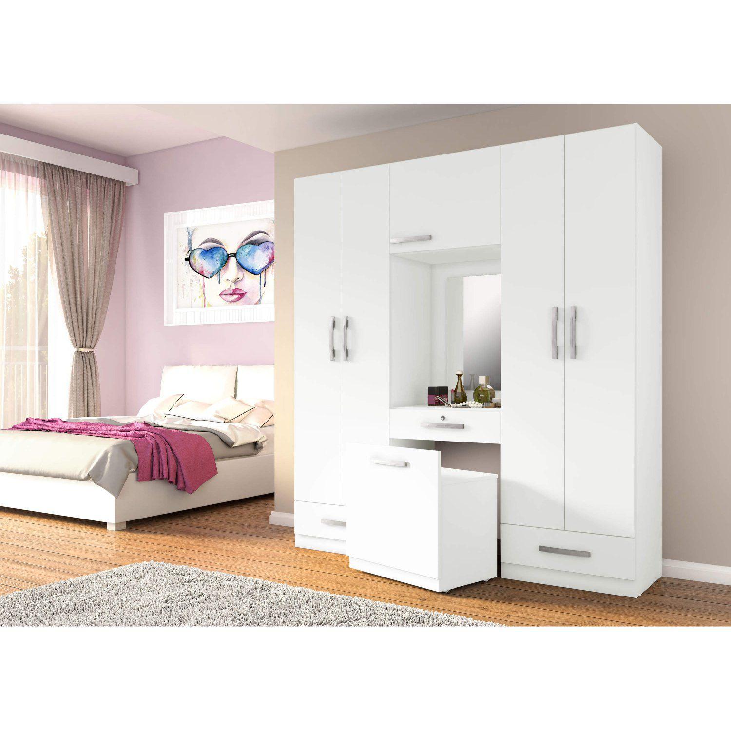 Guarda Roupa 5 Portas com Penteadeira Salamanca Genialflex Branco ...