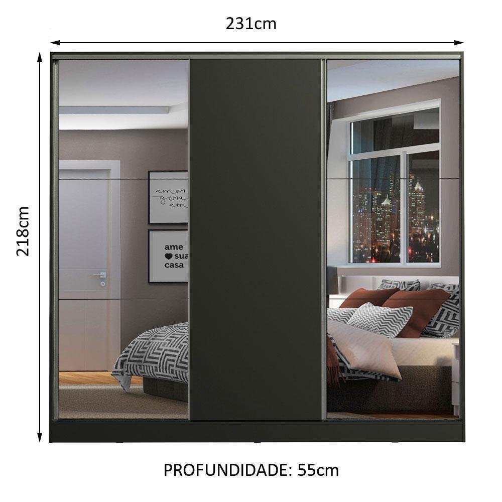 Guarda Roupa Casal 100% MDF Madesa Zurique 3 Portas de Correr com ...
