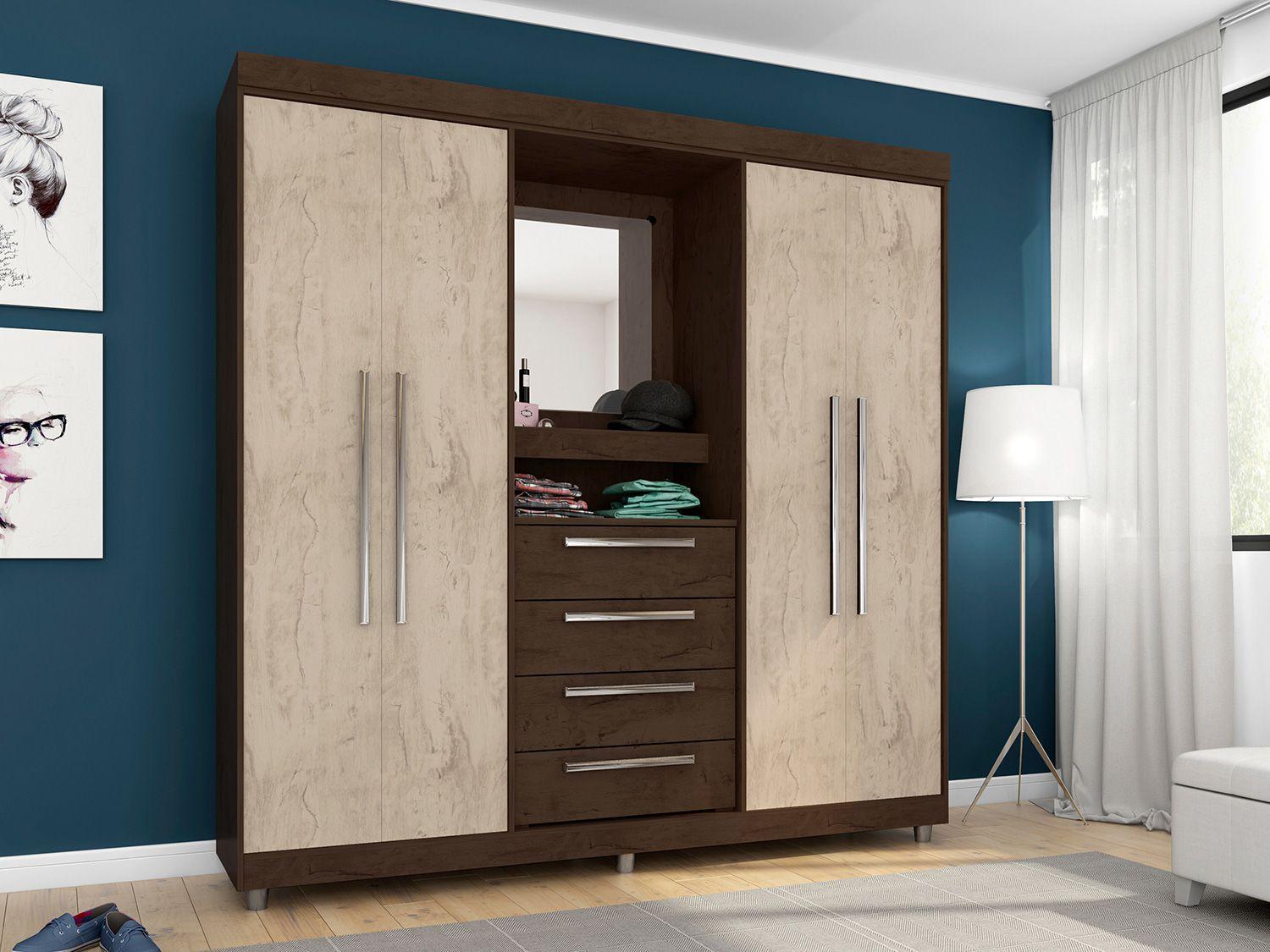 Guarda-roupa Casal 4 Portas 4 Gavetas - com Penteadeira Araplac Moscou ...