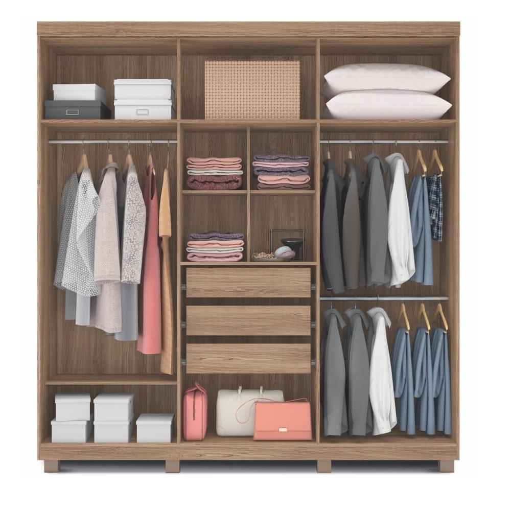 Guarda Roupa Casal 6 Portas 3 Gavetas Paranoá Móveis Rimo Freijó ...