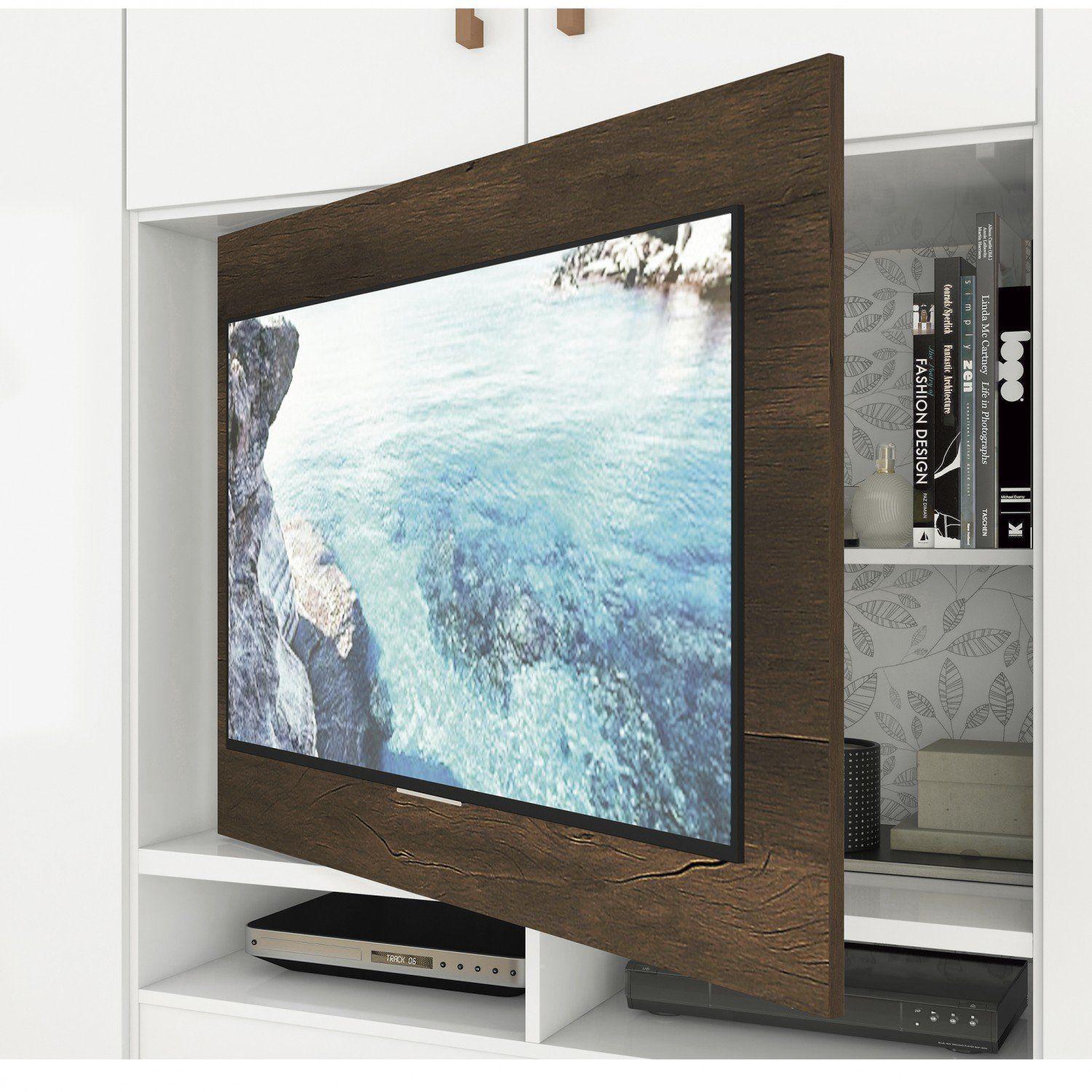 Guarda Roupa Casal 6 Portas 4 Gavetas com Painel para TV até 32 ...