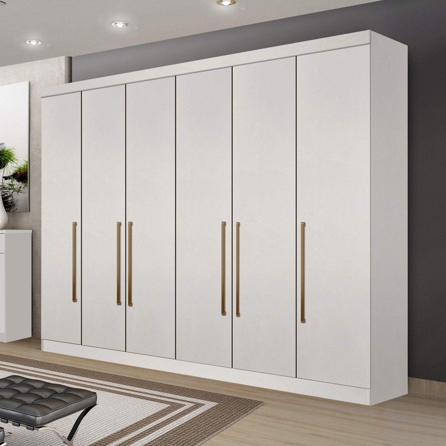 Guarda Roupa Casal 6 Portas 4 Gavetas Safira Bianchi Móveis Branco ...