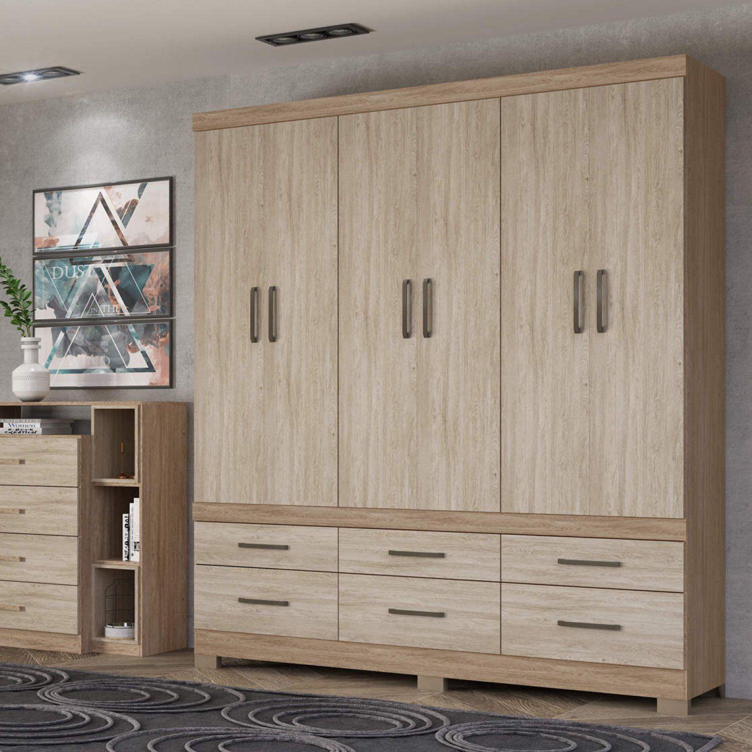 Guarda Roupa Casal 6 Portas 6 Gavetas Veneto Demobile Nogal vanila ...