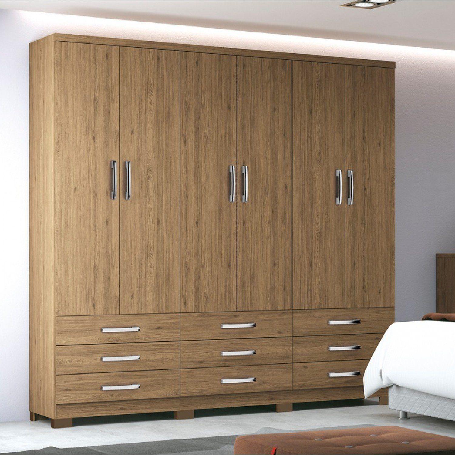 Guarda Roupa Casal 6 Portas 9 Gavetas Lara Henn Rústico - Guarda-Roupa ...