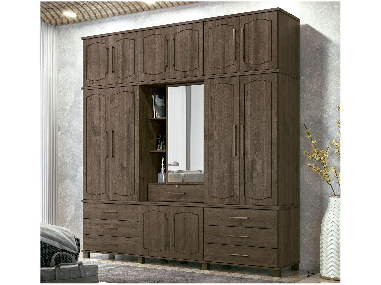 Guarda-roupa Casal com Espelho 13 Portas 7 Gavetas com Penteadeira ...