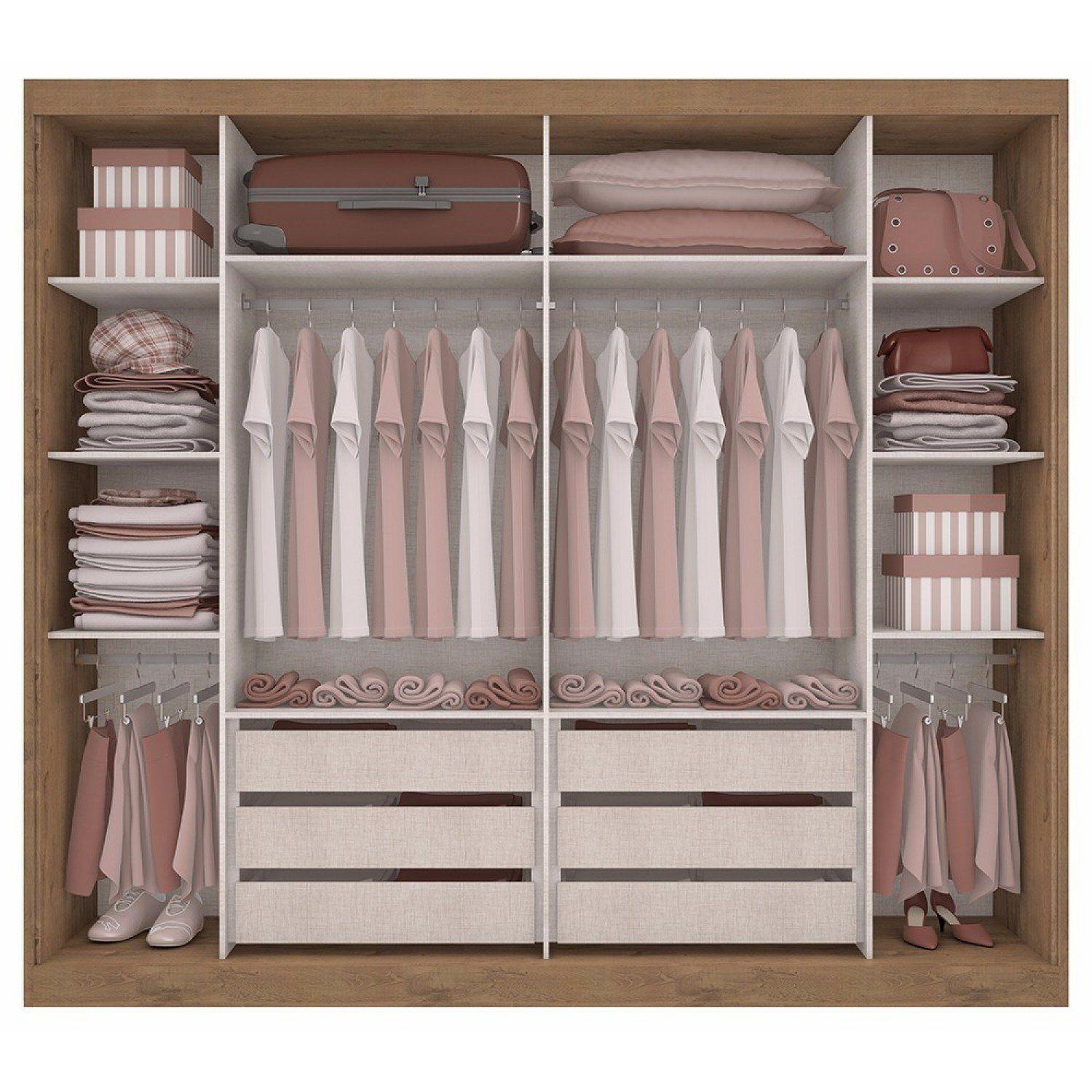 Guarda Roupa Casal com Espelho 2 Portas 6 Gavetas Toronto New Móveis ...
