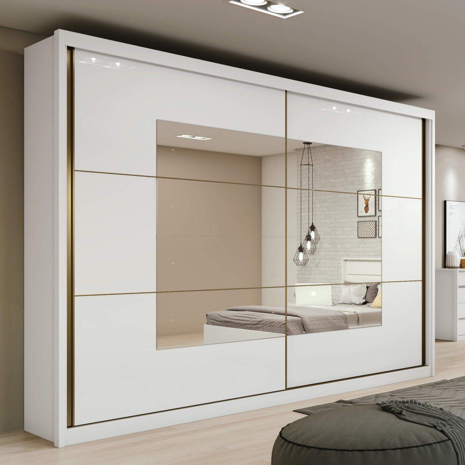 Guarda Roupa Casal com Espelho 2 Portas de Correr 6 Gavetas Toronto ...