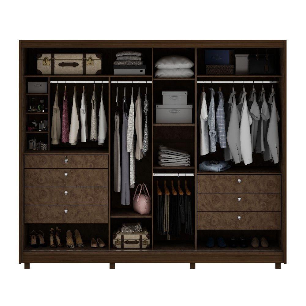 Guarda Roupa Casal com Espelho 2 Portas de Correr 7 Gavetas Flex Color ...