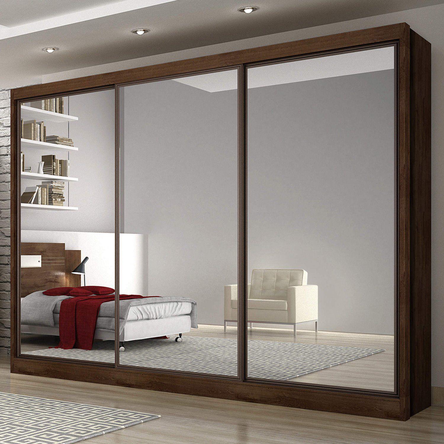 Guarda Roupa Casal com Espelho 3 Portas de Correr 6 Gavetas Grand Siena ...