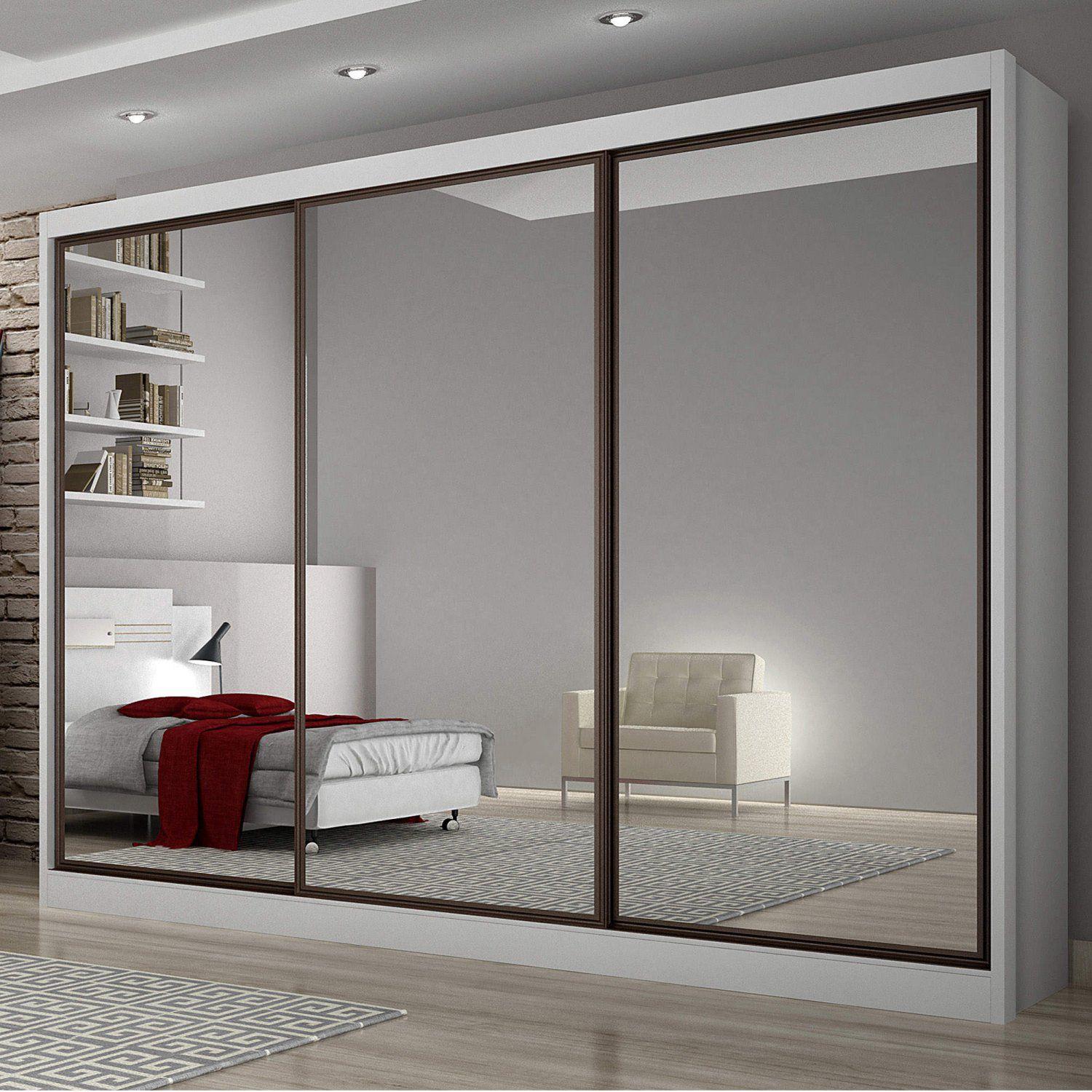 Guarda Roupa Casal com Espelho 3 Portas de Correr 8 Gavetas Grand Siena ...