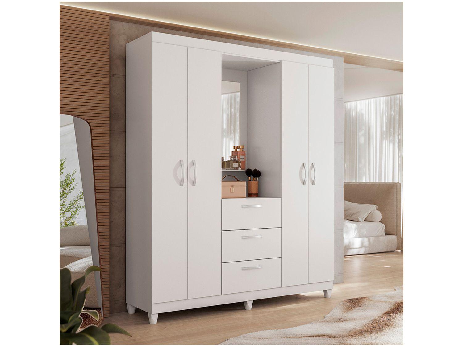 Guarda-roupa Casal com Espelho 4 Portas 3 Gavetas com Penteadeira ...