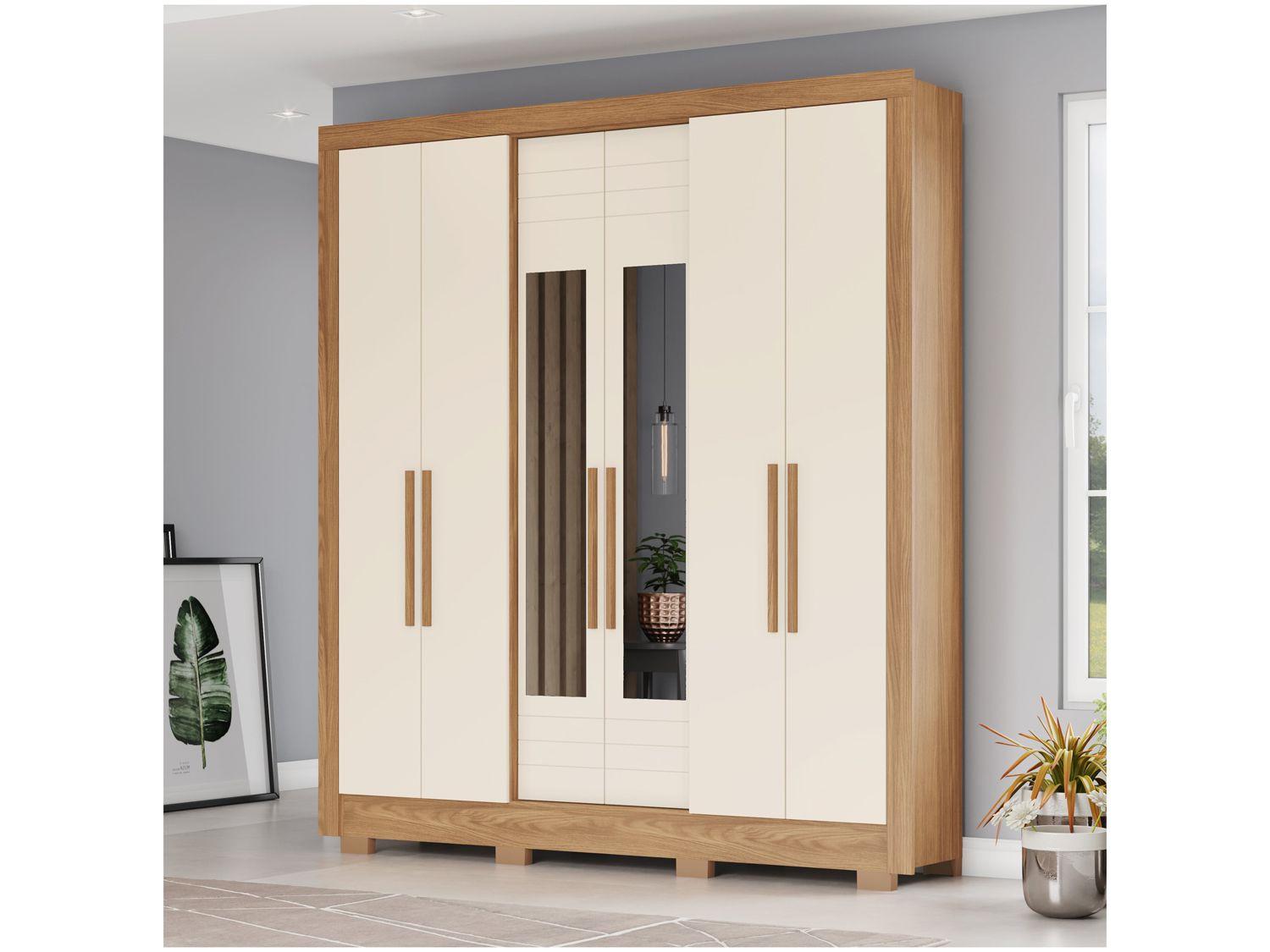 Guarda-roupa Casal com Espelho 6 Portas 3 Gavetas Briz B366