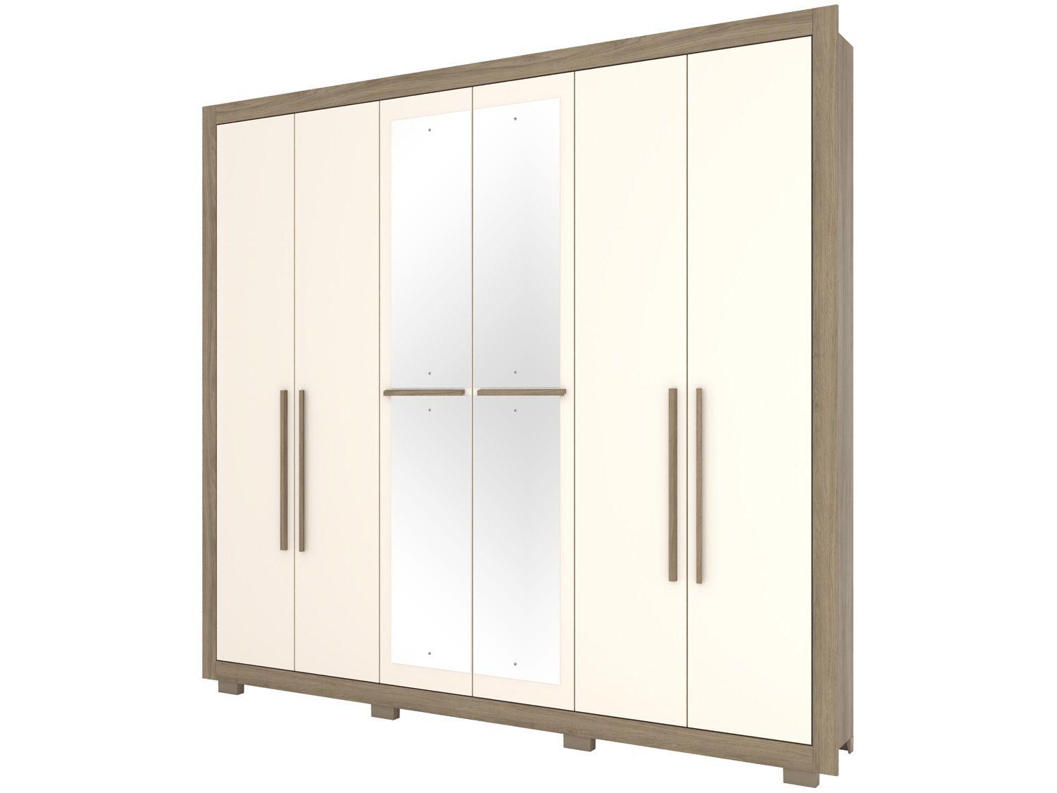 Guarda-roupa Casal com Espelho 6 Portas 4 Gavetas Henn Happy Kristen