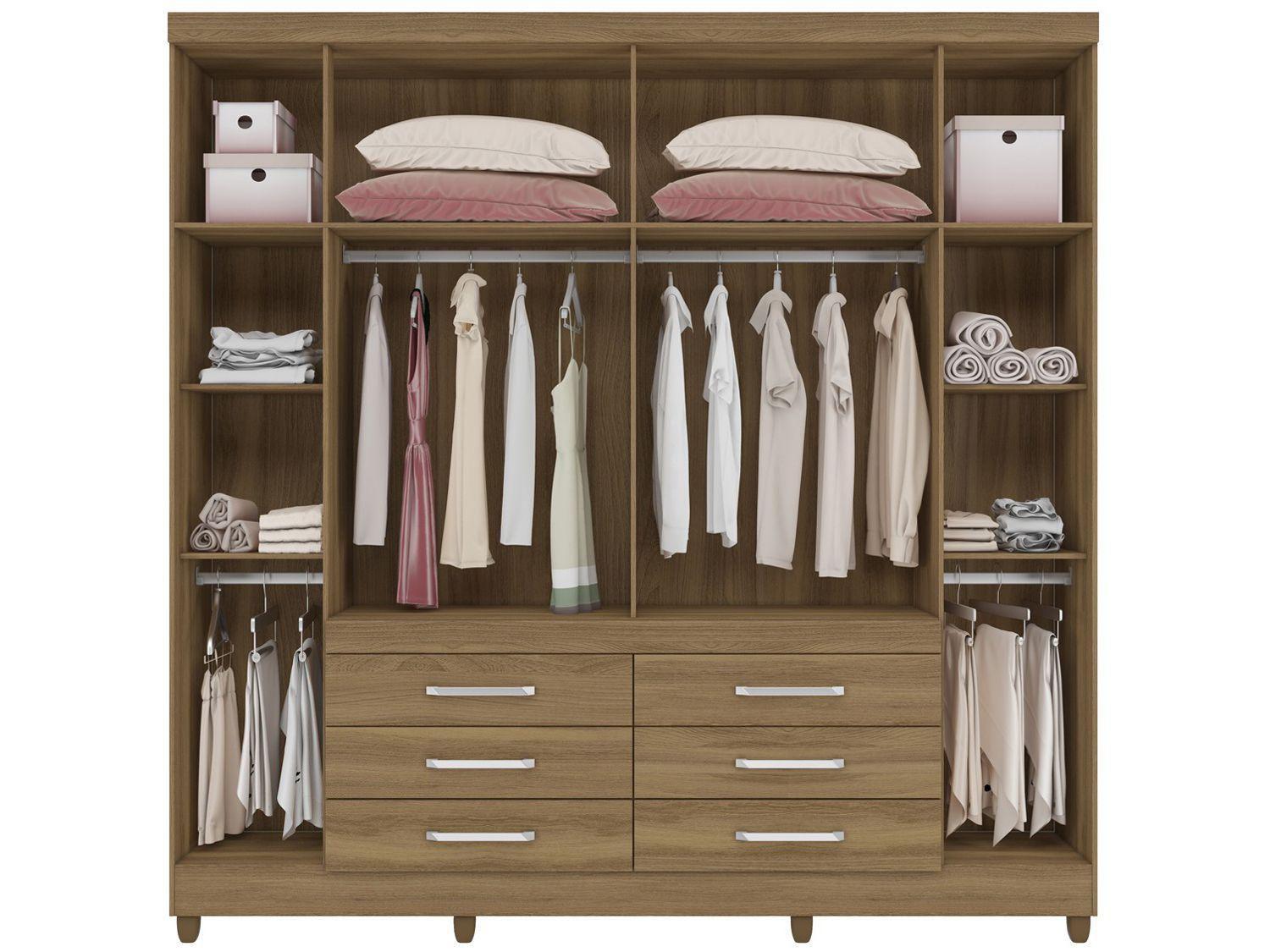 Guarda-roupa Casal com Espelho 6 Portas - 6 Gavetas Demóbile Paris II ...