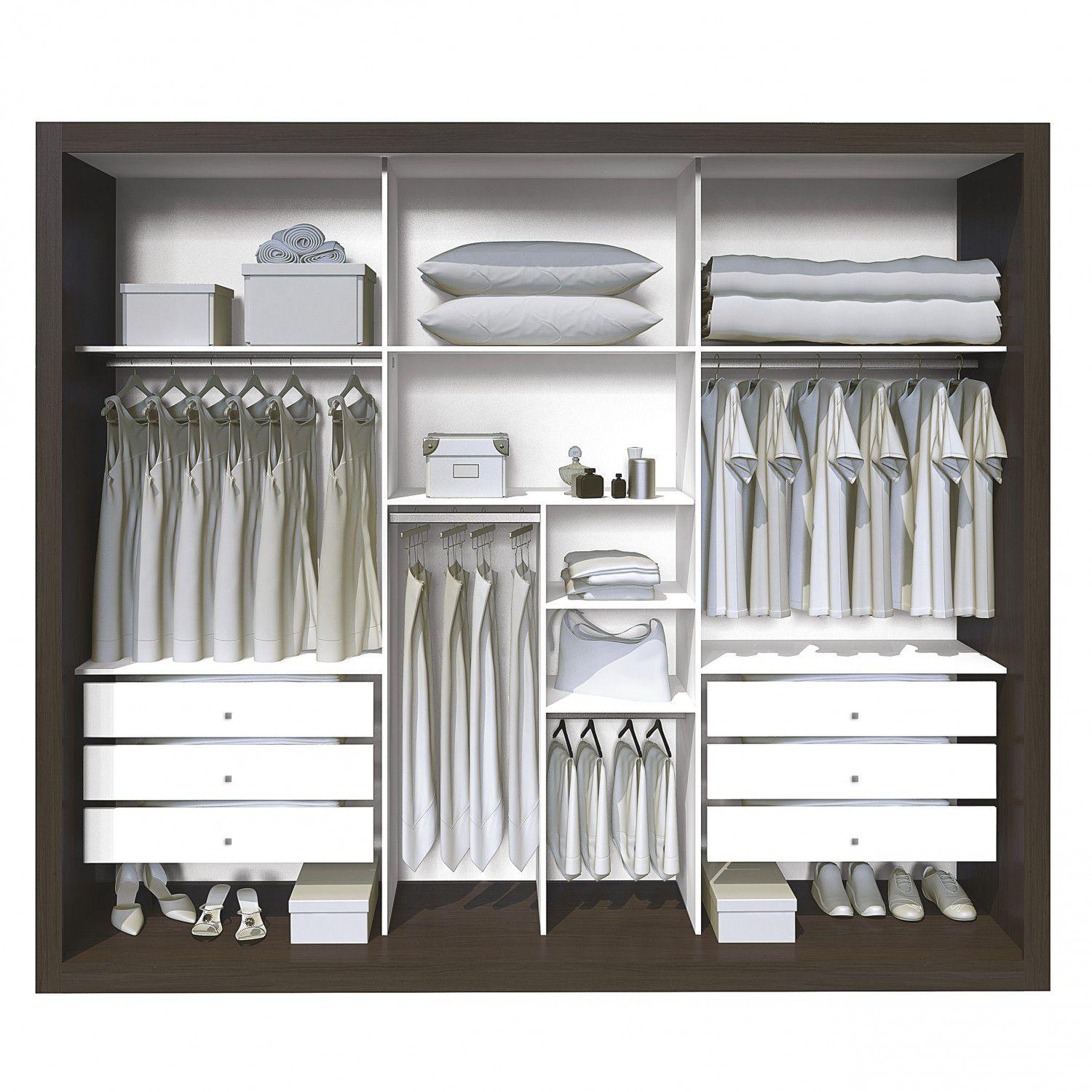 Guarda Roupa Casal com Vidro Espelhado 3 Portas de Correr Persia New ...