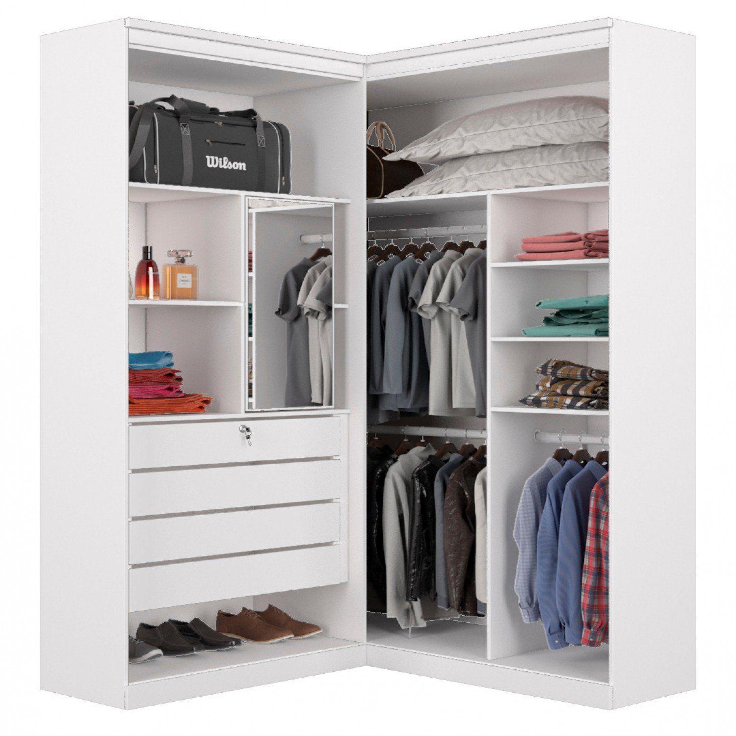 Guarda Roupa Casal de Canto 4 Portas 4 Gavetas Viena Móveis Europa ...