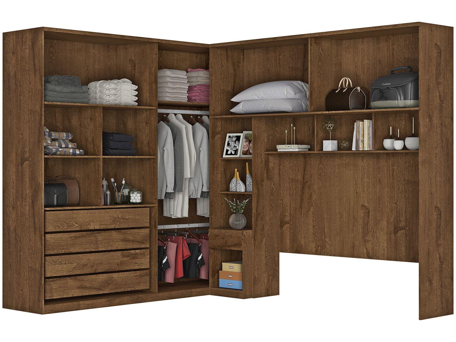 Guarda-roupa Casal de Canto com Espelho 7 Portas - 5 Gavetas Móveis ...