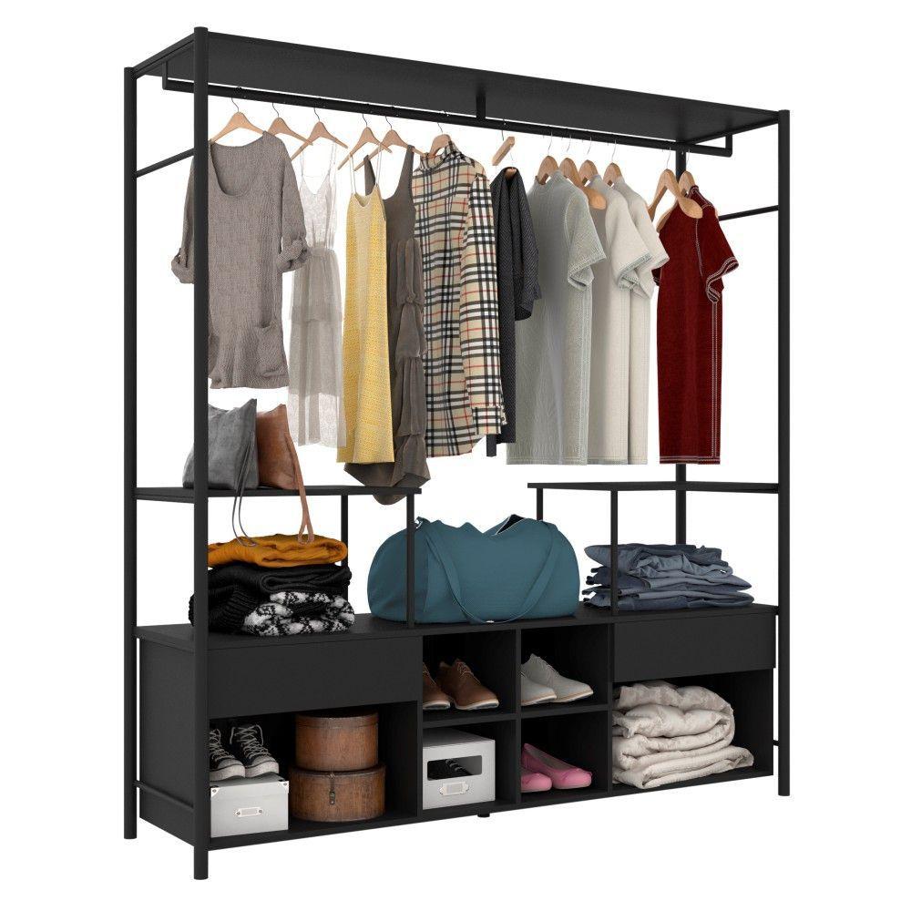 Guarda Roupa Casal Industrial Preto Tama - Artefamol - Guarda-Roupa ...