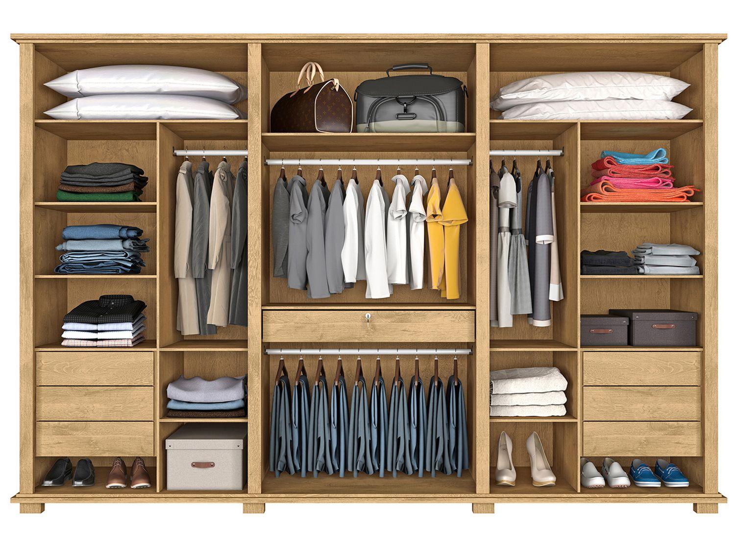 Guarda-roupa Casal MDF 6 Portas 7 Gavetas - Made Marcs Turim - Guarda ...