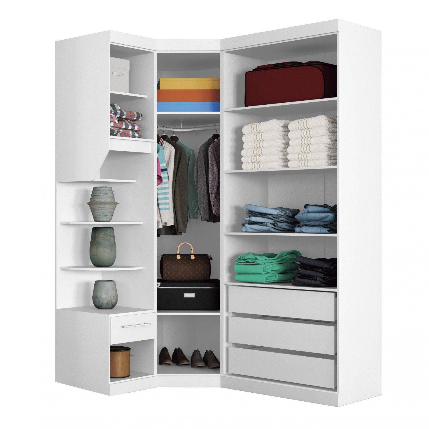 Guarda Roupa Casal Modulado Canto 4 Portas França Robel Branco - Guarda ...