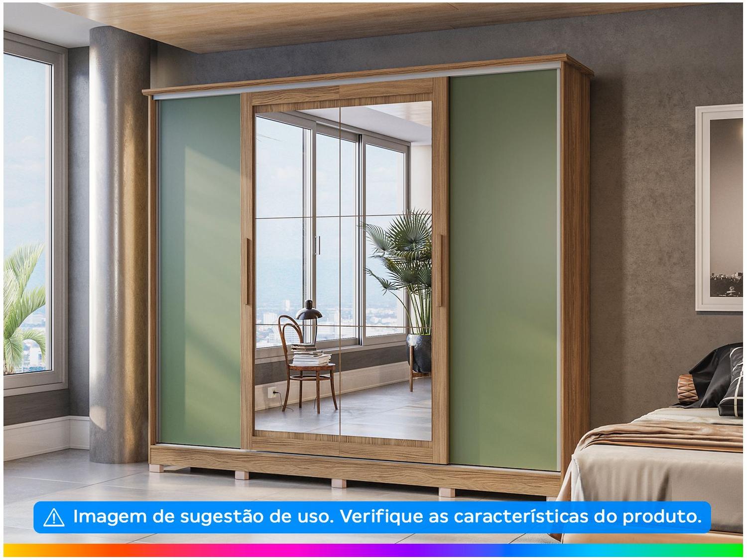 Guarda-roupa Casal Modulado com Espelho 4 Portas de Correr 4 Gavetas ...