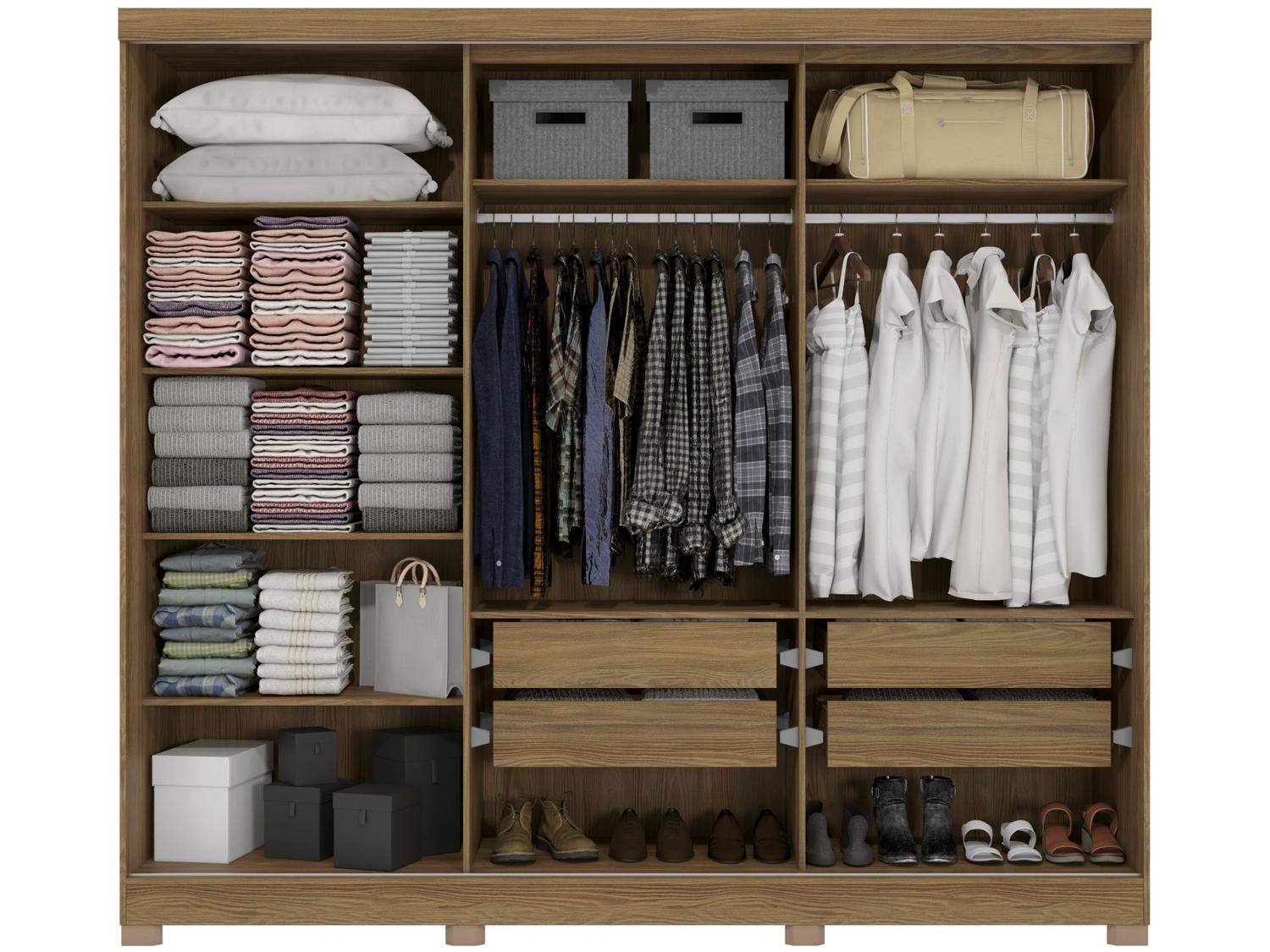 Guarda-roupa Casal Modulado Dublin Com Espelho 5 Portas 4 Gavetas ...