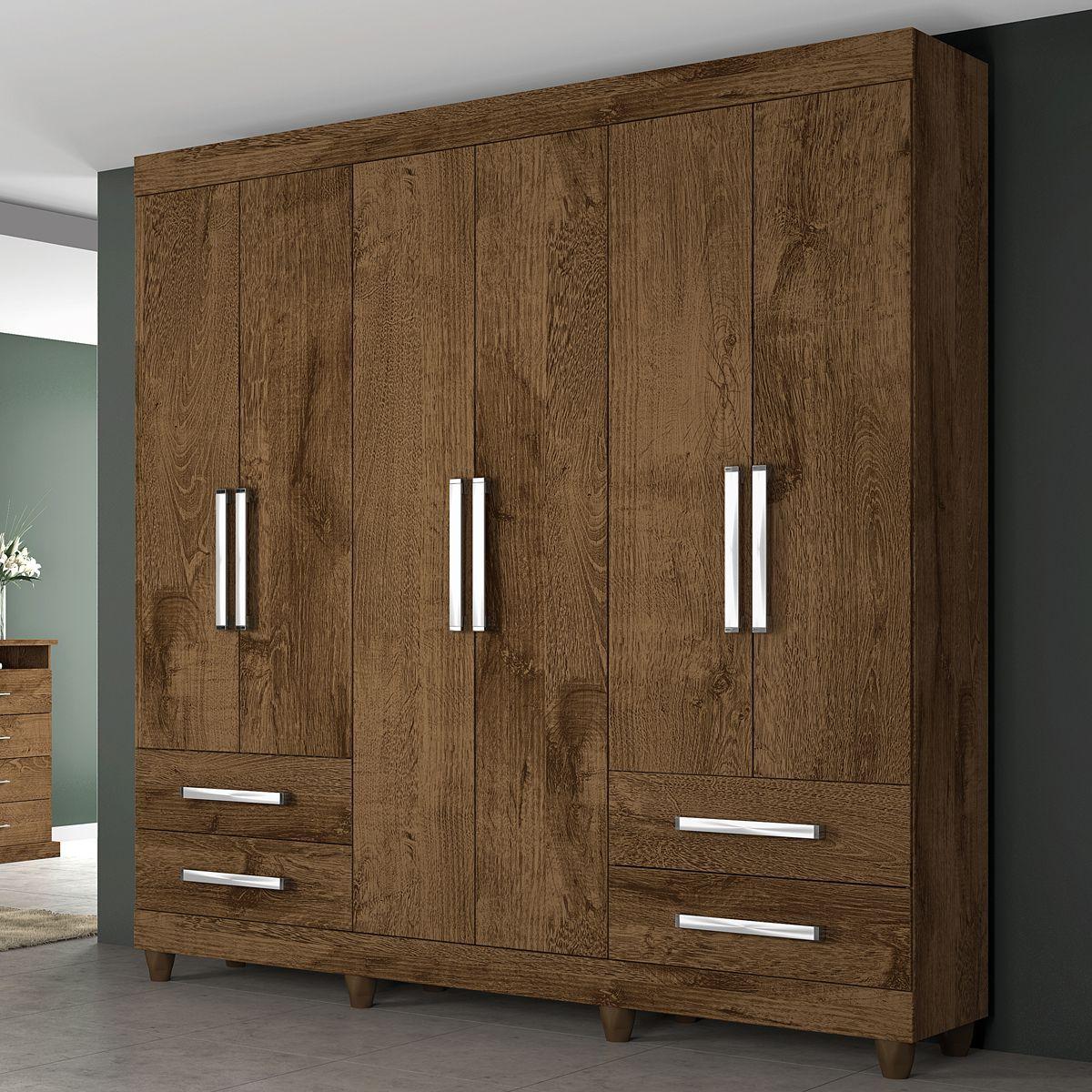 Guarda-roupa Casal Nice 6 Portas 4 Gavetas Brauna - Mademarques ...