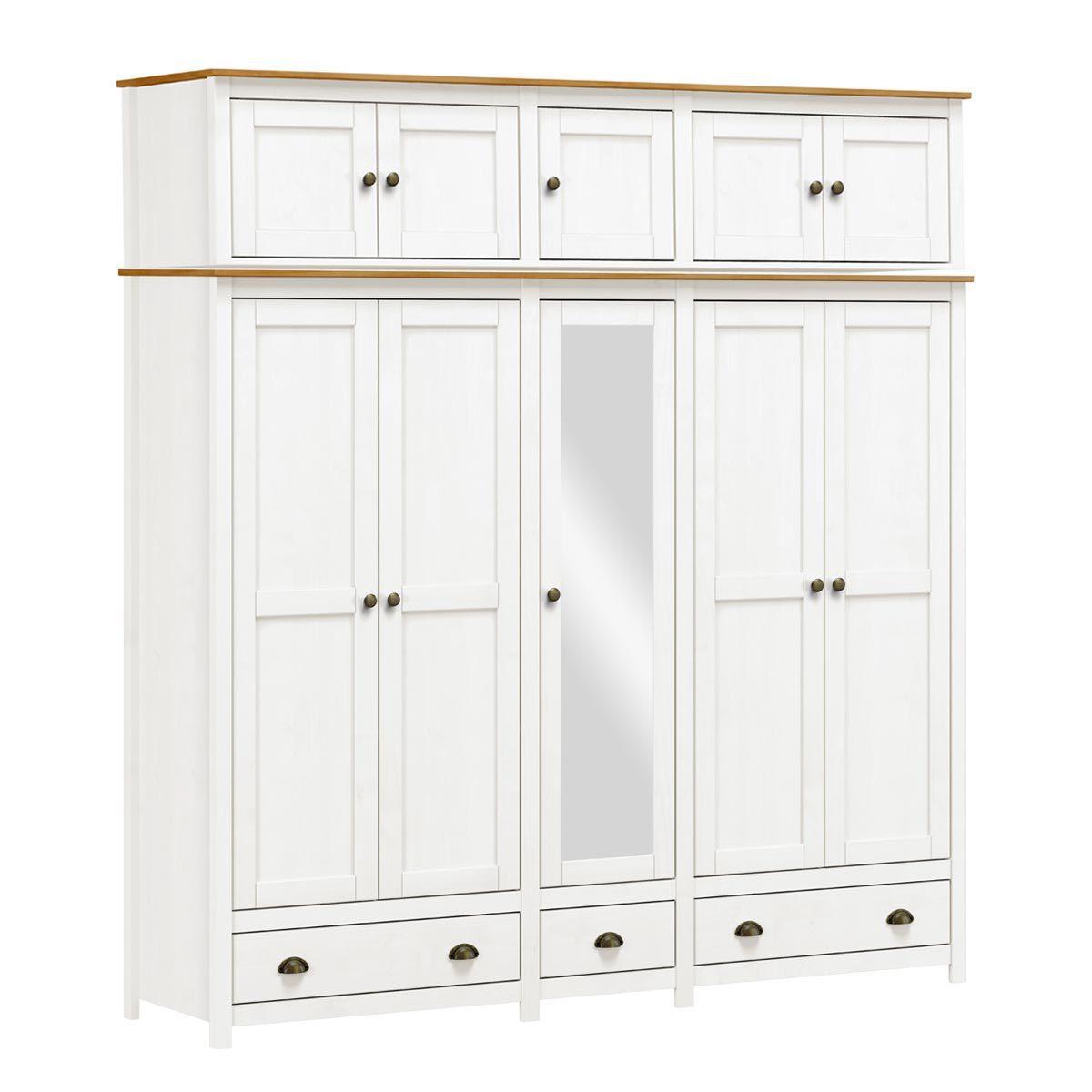 Guarda-Roupa Casal Topázio Branco/Carvalho 5 Portas com Maleiro 3 ...