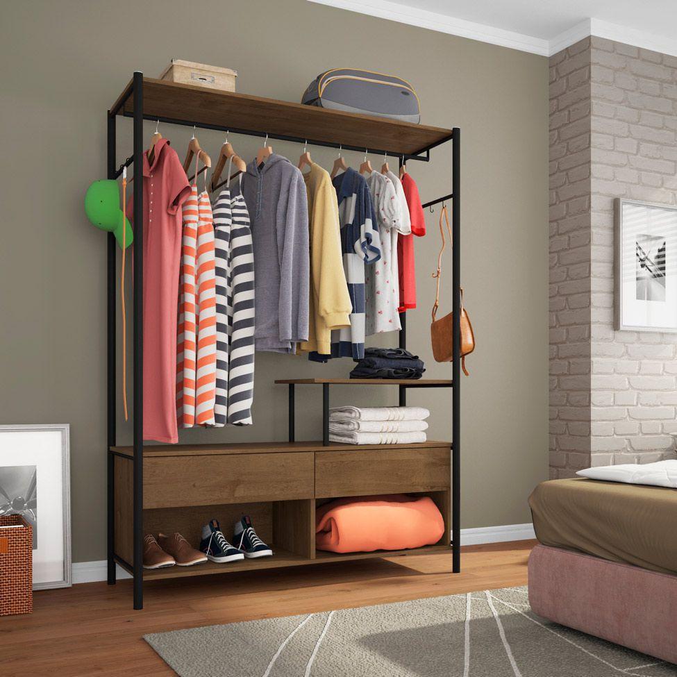 Guarda Roupa Closet Modulado Barcelona Artefamol SF Preto - Closet ...