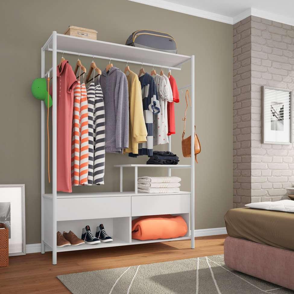 Guarda-Roupa Closet Modulado Barcelona Branco - Artefamol - Closet ...