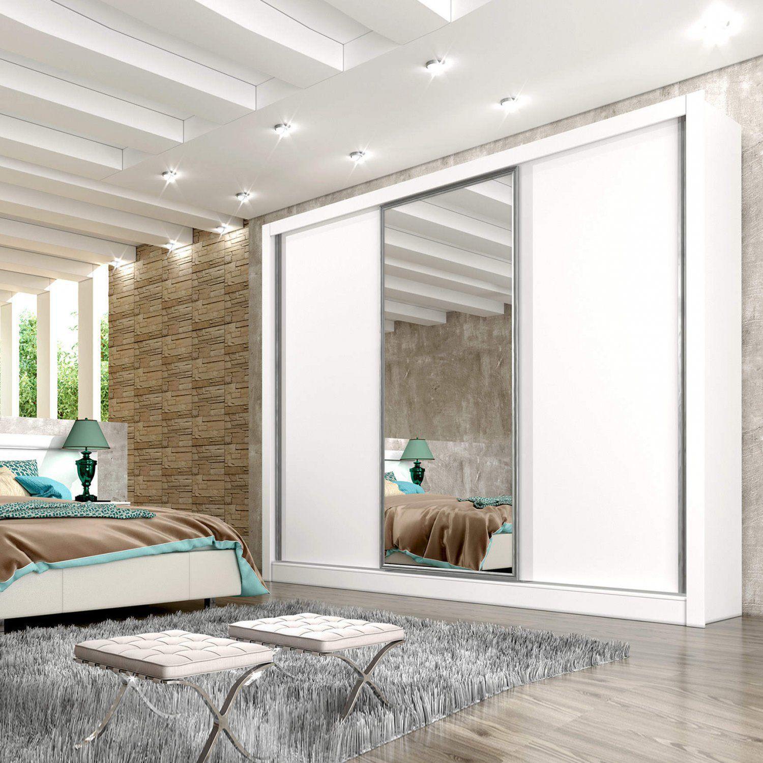 Guarda Roupa com Espelho 3 Portas de Correr Dubai Tcil Móveis Neve ...