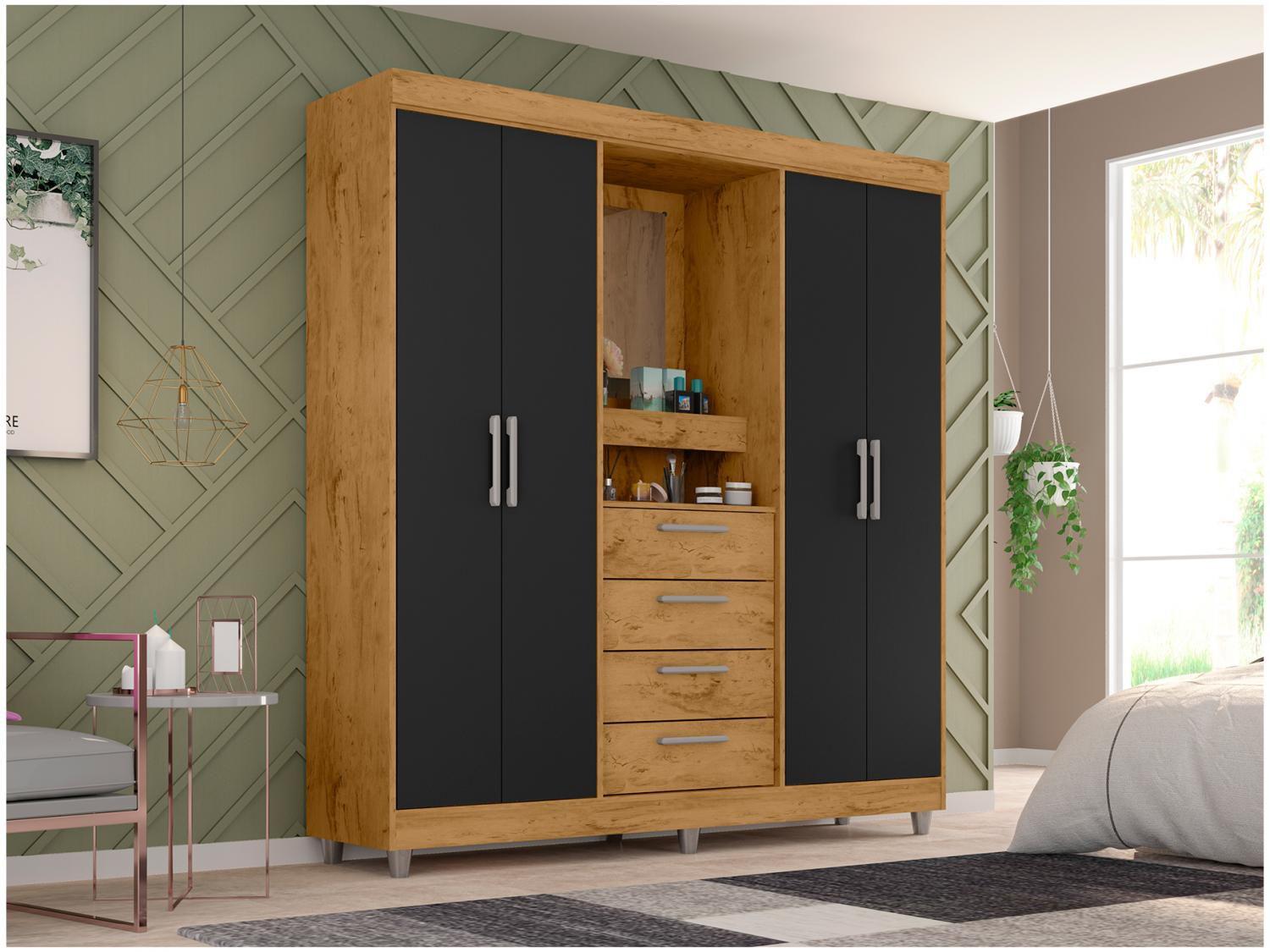 Guarda-roupa com Espelho 4 Portas 4 Gavetas Araplac Pequim